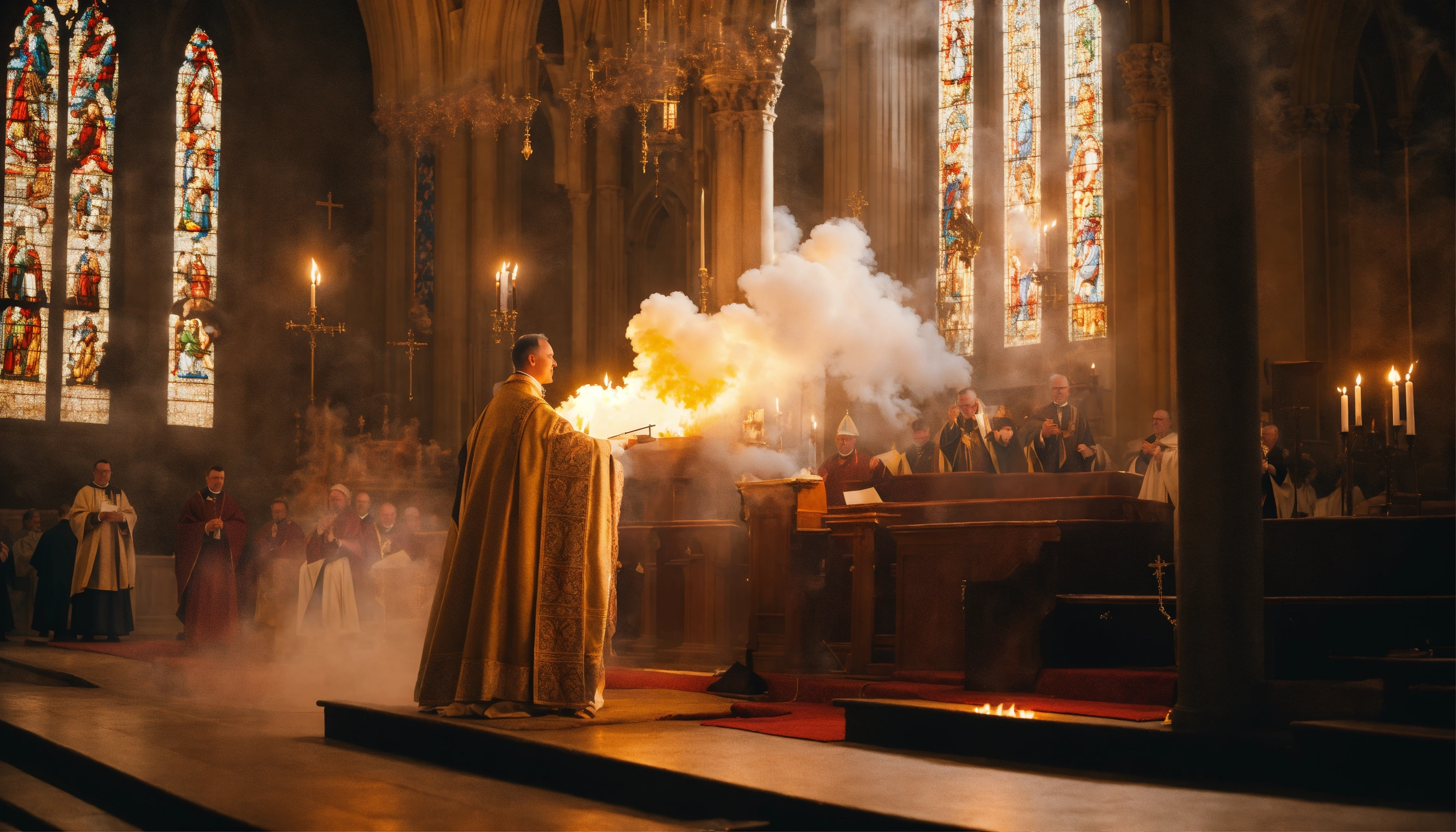 Lexica - A beautiful church being incensed and with lots of smoke, by ...