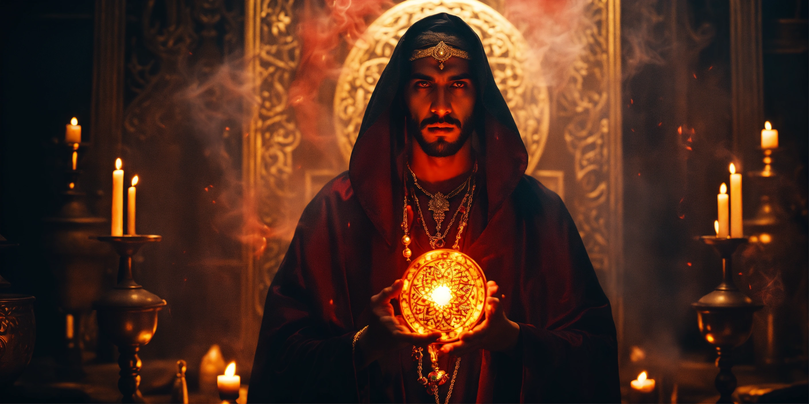 Lexica - Sinister and dramatic portrait of a young handsome Arabic evil ...
