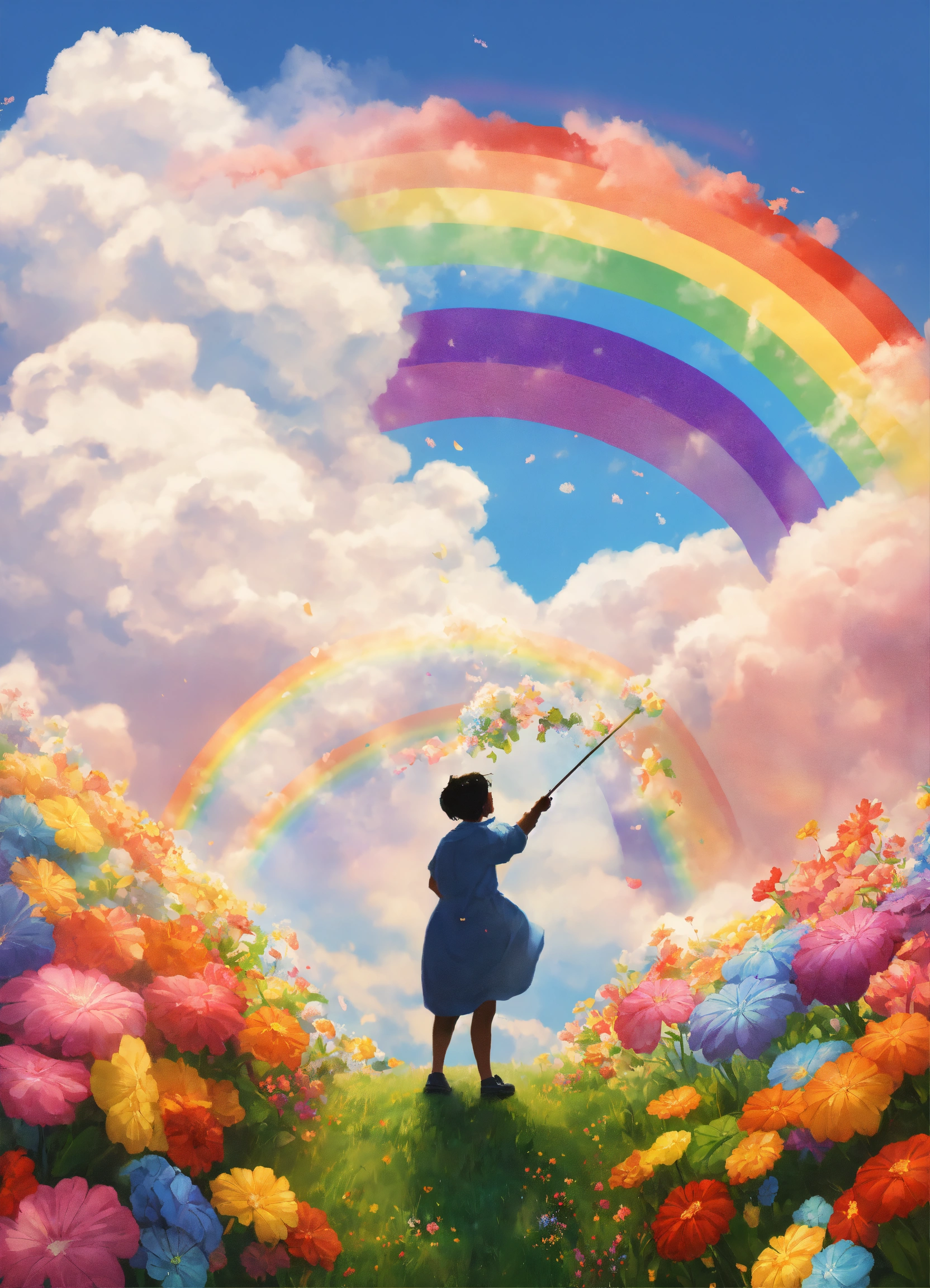 Lexica - Create a cloud cartoon person, barfing a rainbow with rainbow ...