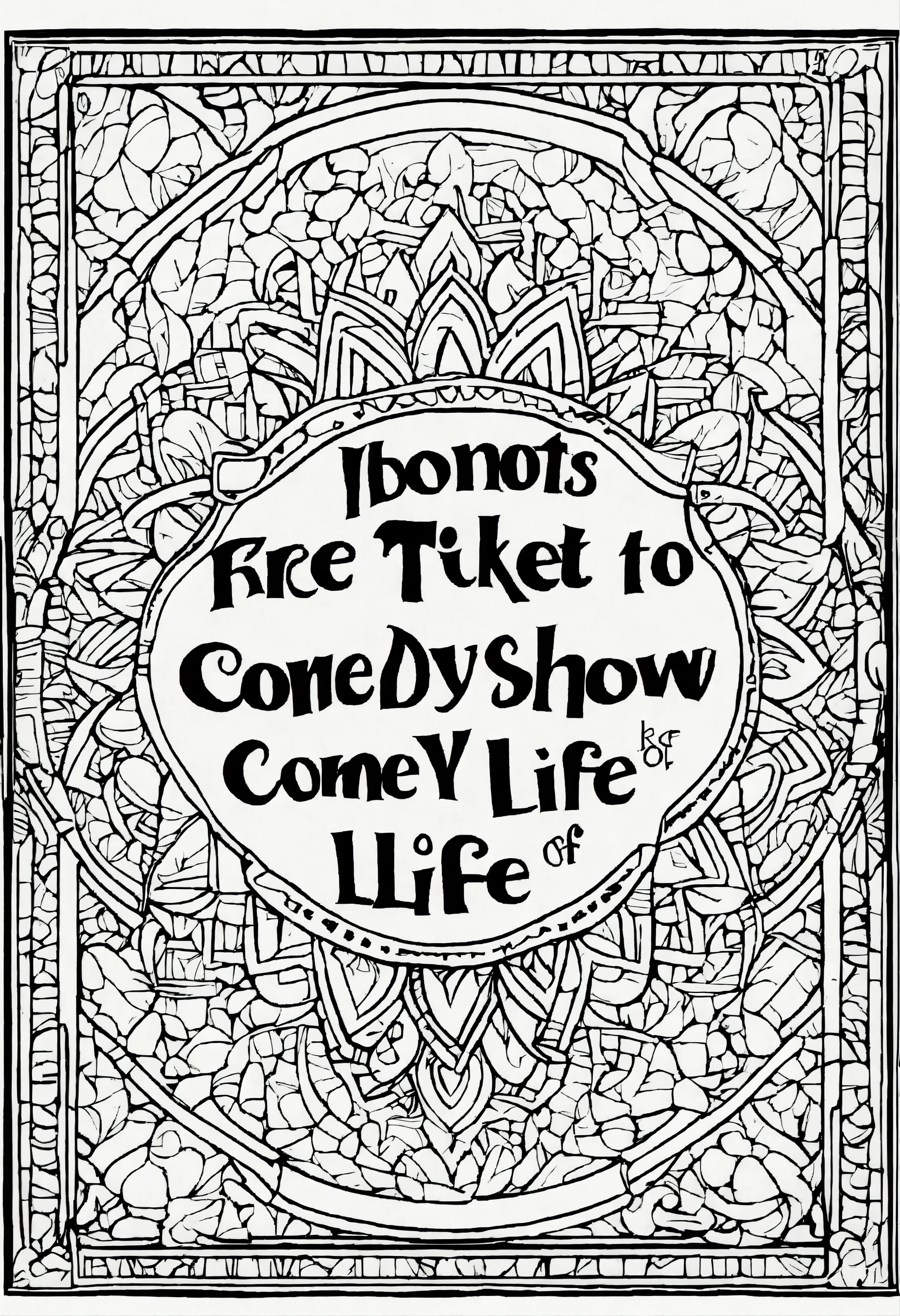 Lexica - Coloring page for adults, bold lines, dark lines, sign with a ...