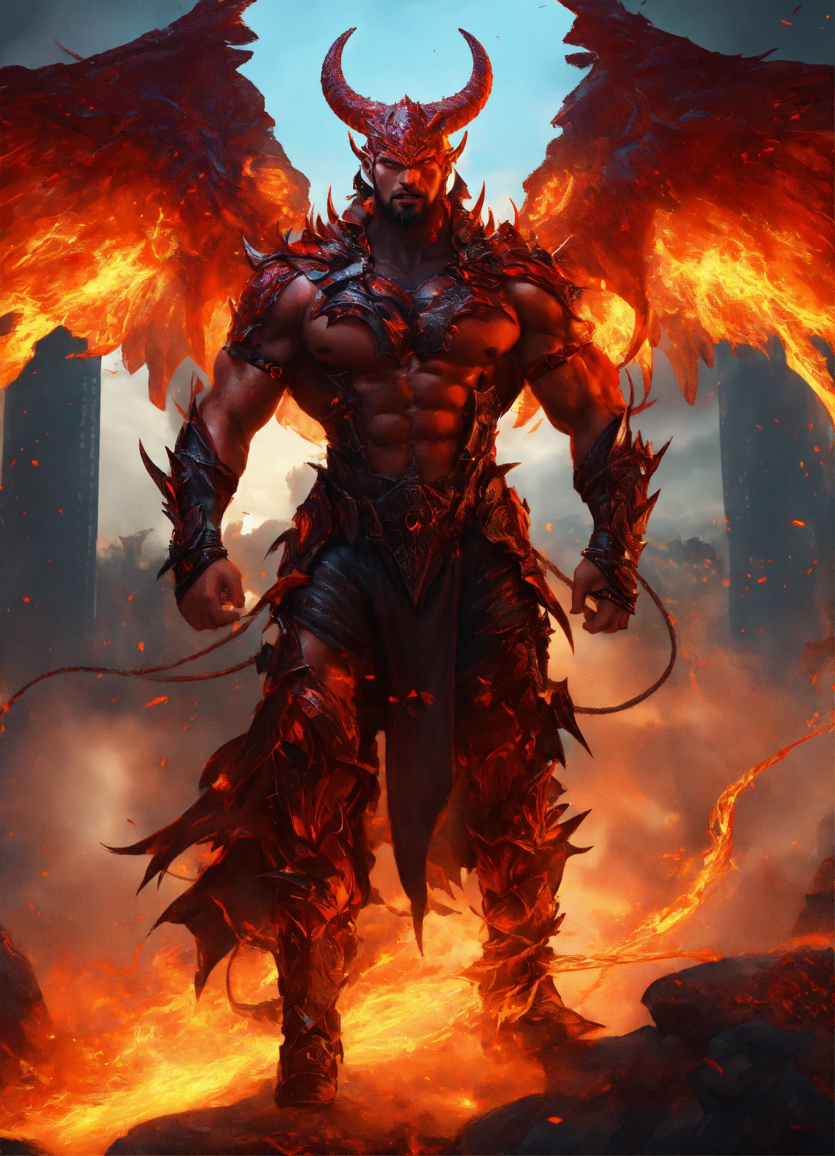 Lexica - Full body huge muscular evil futuristic warrior entangled in a ...