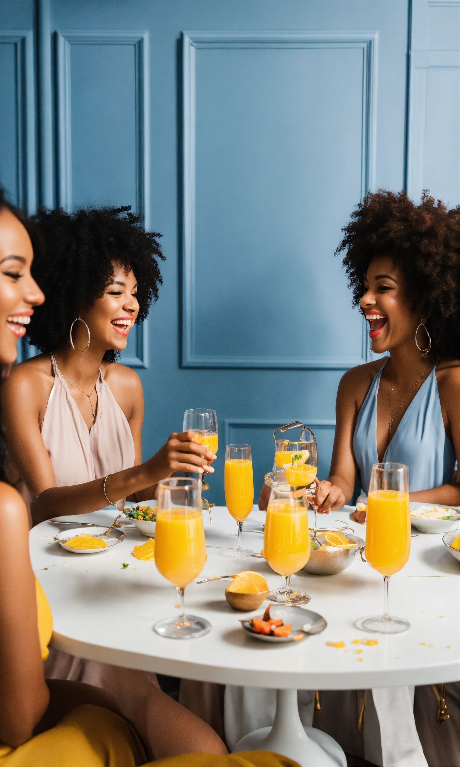 Lexica - GROUP OF MULTIRACIAL WOMEN DRINKING MIMOSAS AT BRUNCH LAUGHING ...