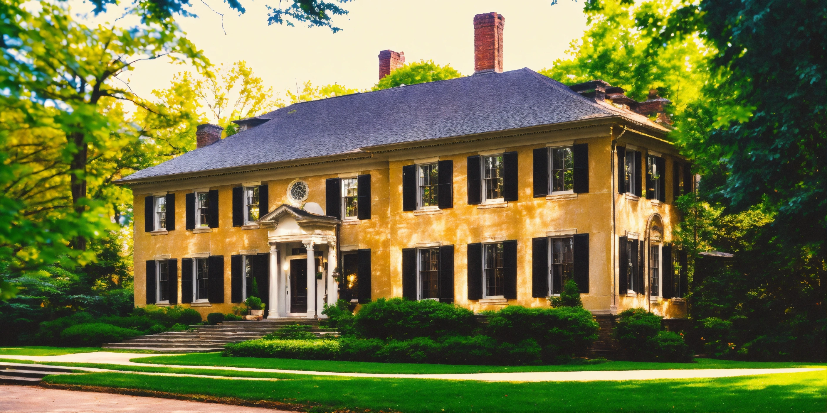 Lexica - Early 20th century center entry colonial mansion stucco ...