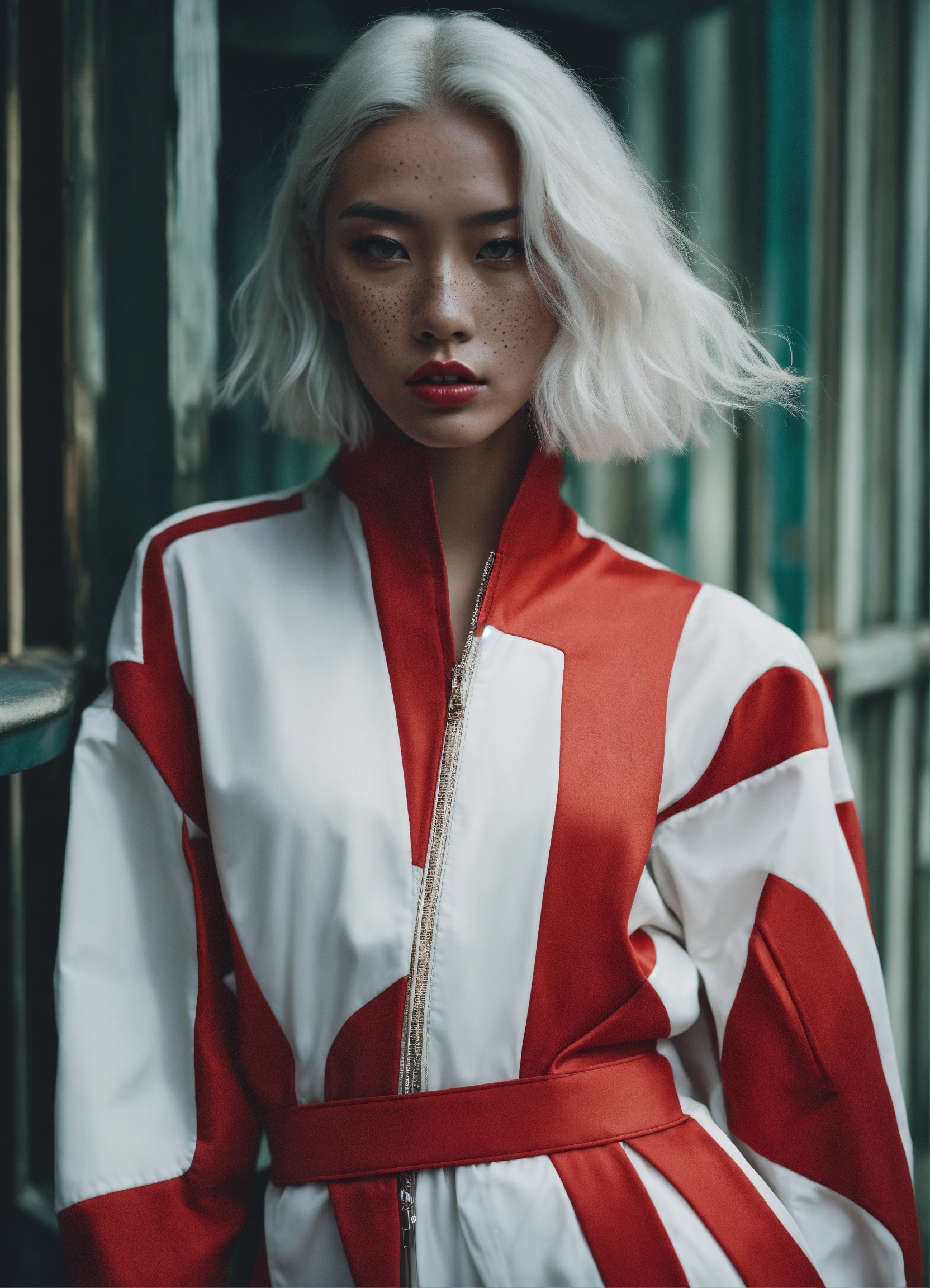 Lexica - Beautiful Model with attitude, asian exótico, white hair with ...