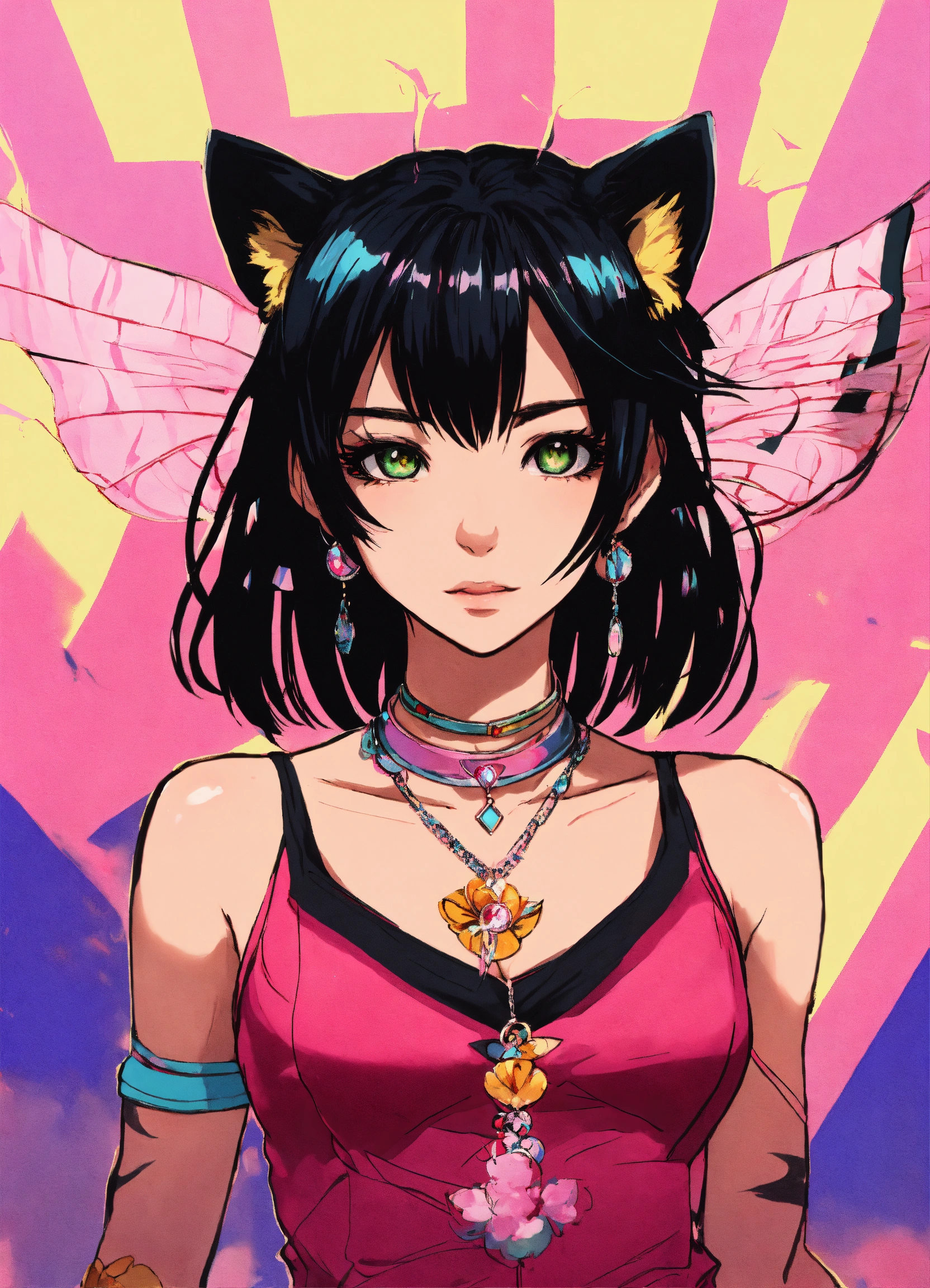 Lexica - A transgender Magical girl with emo cut black hair, streak in ...
