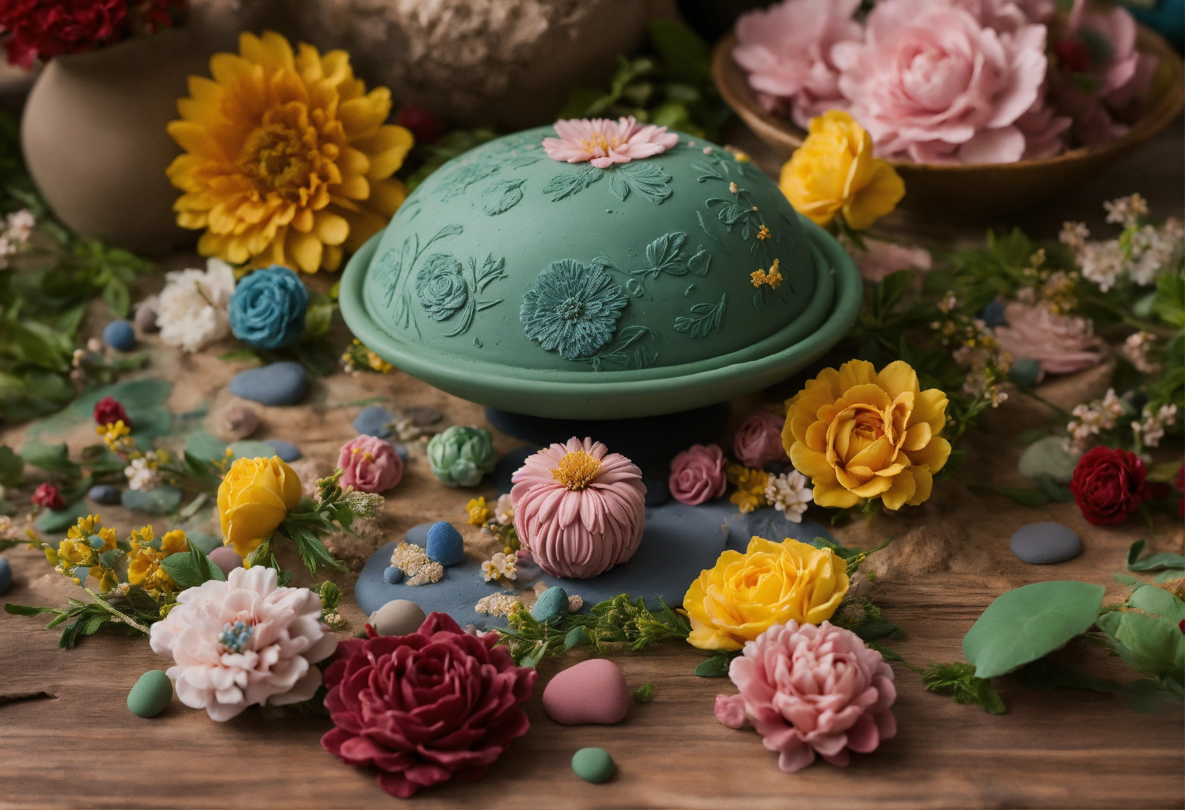 Lexica - Hand-made modeling clay, wide view, floral-inspired, harry ...