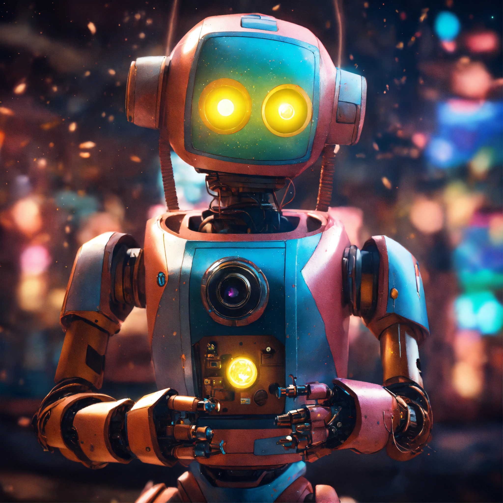 Lexica - Robot in the style of 90's vintage anime, holding smartphone ...