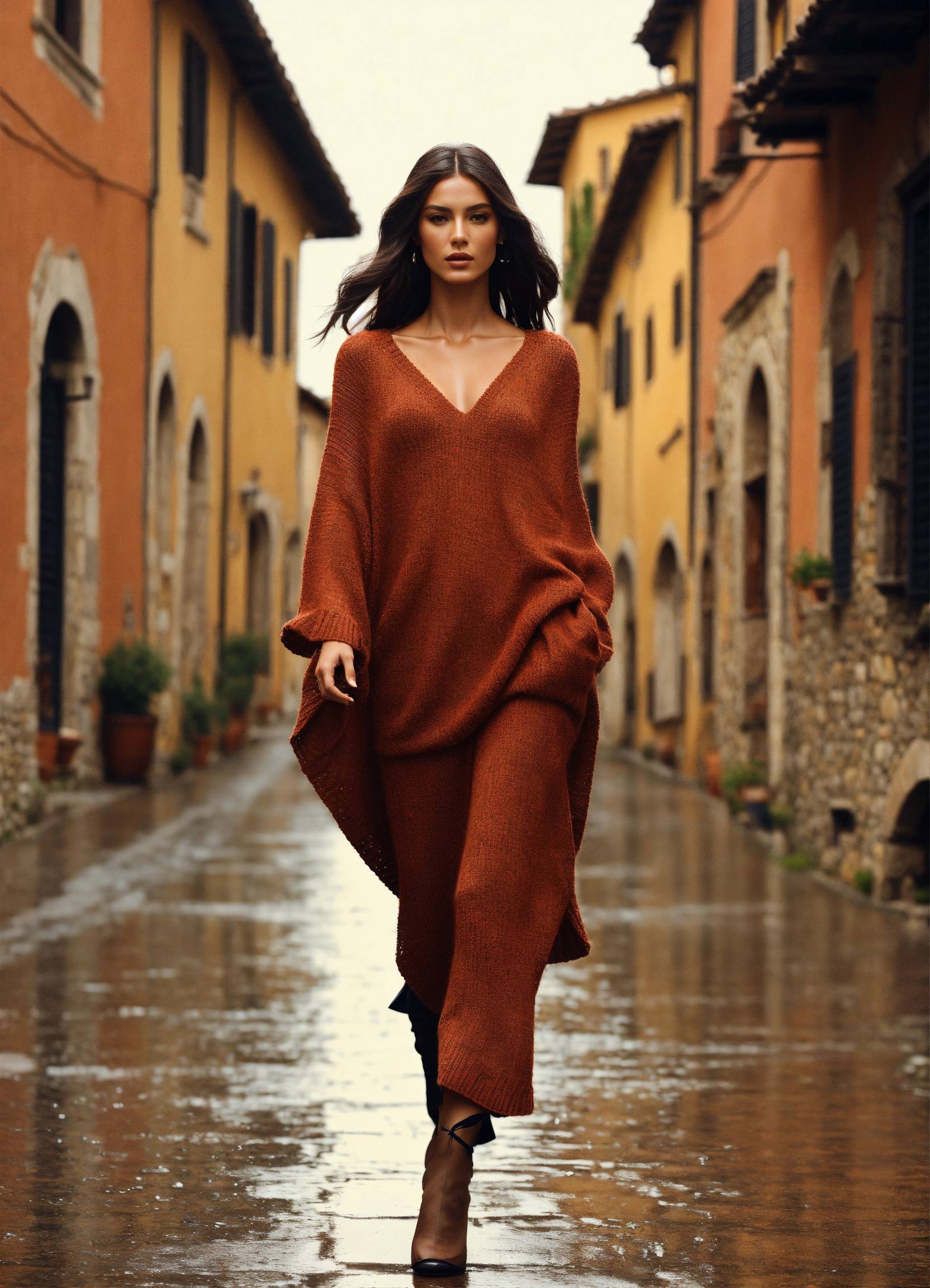 Lexica - 3d realistic photo of fierce italian model wearing dolman ...