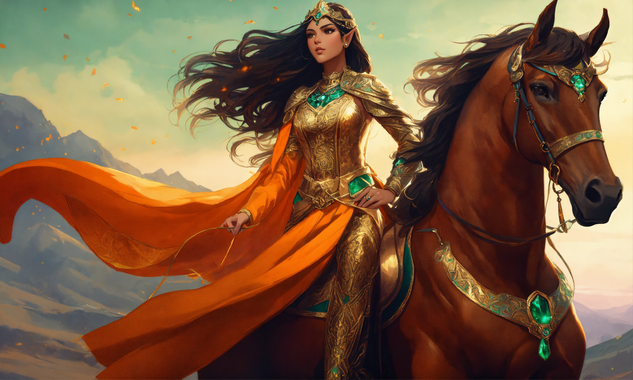 Lexica - Two Gorgeous Persian elf female warriors riding two large ...