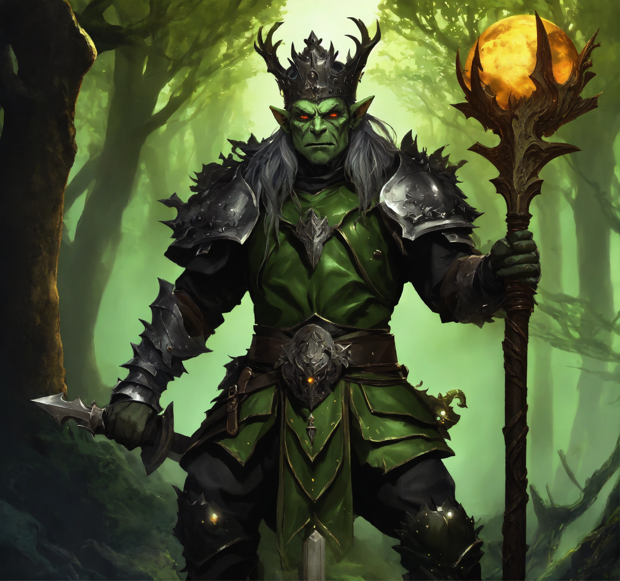 Lexica - Fantasy setting, a sinister-looking Goblin Lord, with dark ...