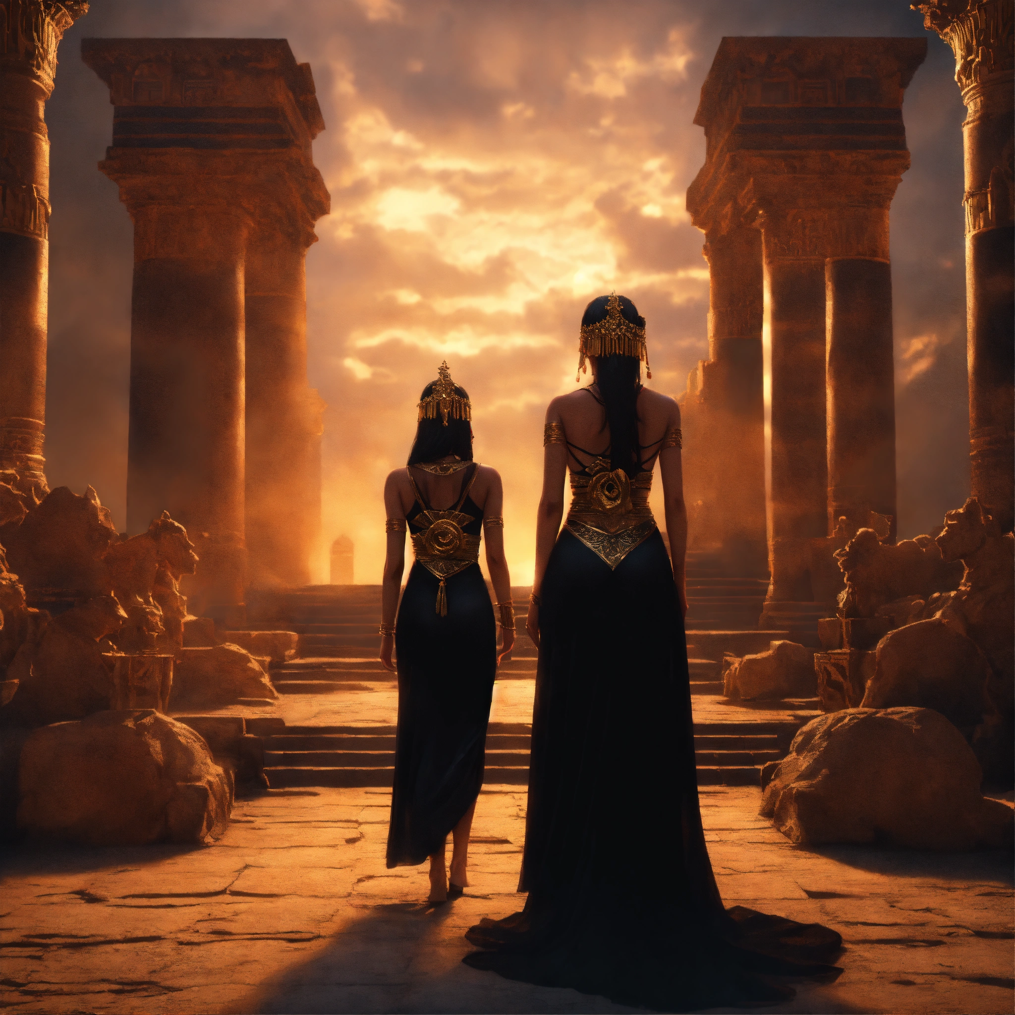 Lexica - Sumerian goddess Ishtar goes to the underworld, background is ...