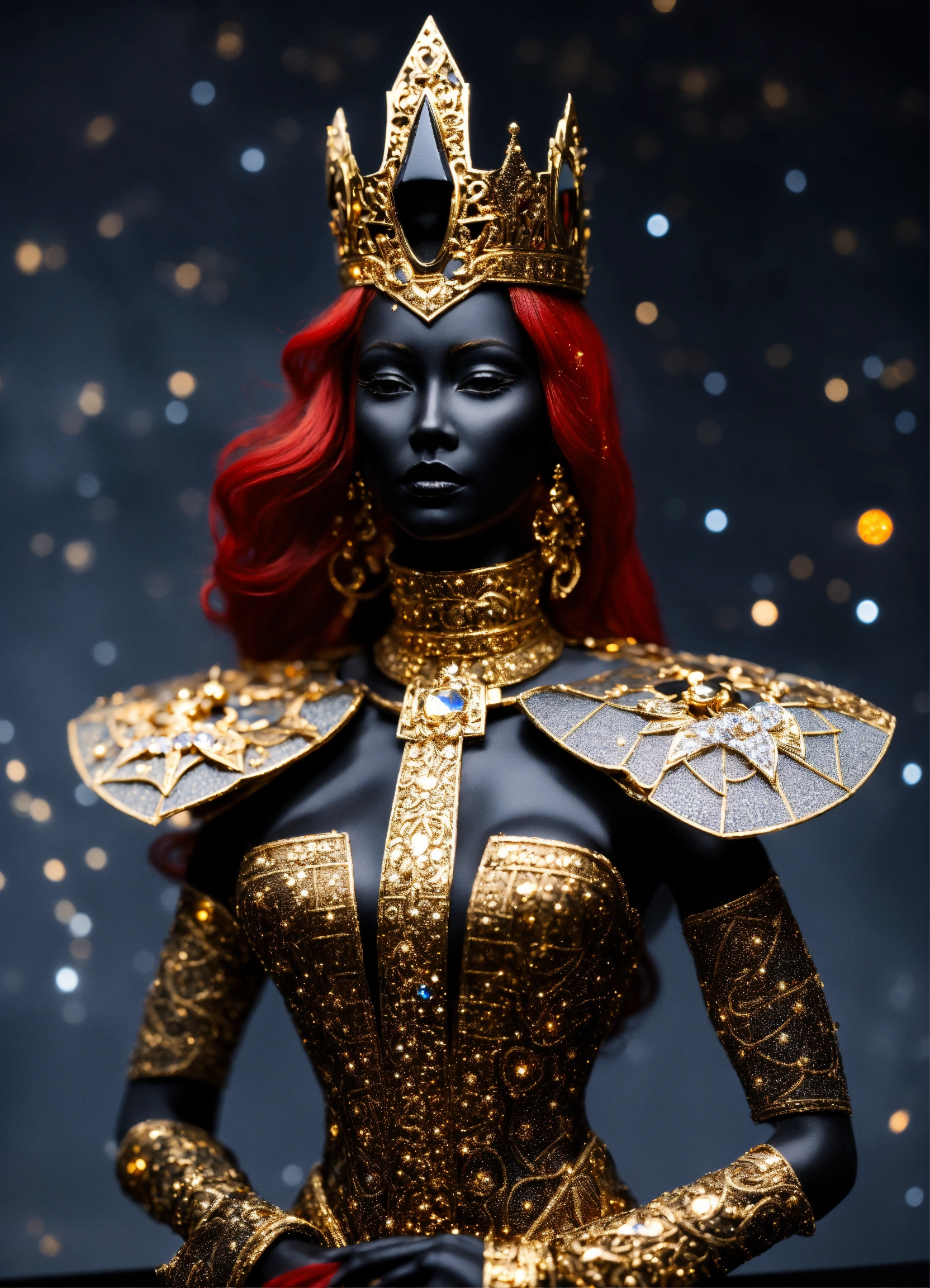 Lexica - Minimalism. Black Solar Queen with long oversized red flowing ...