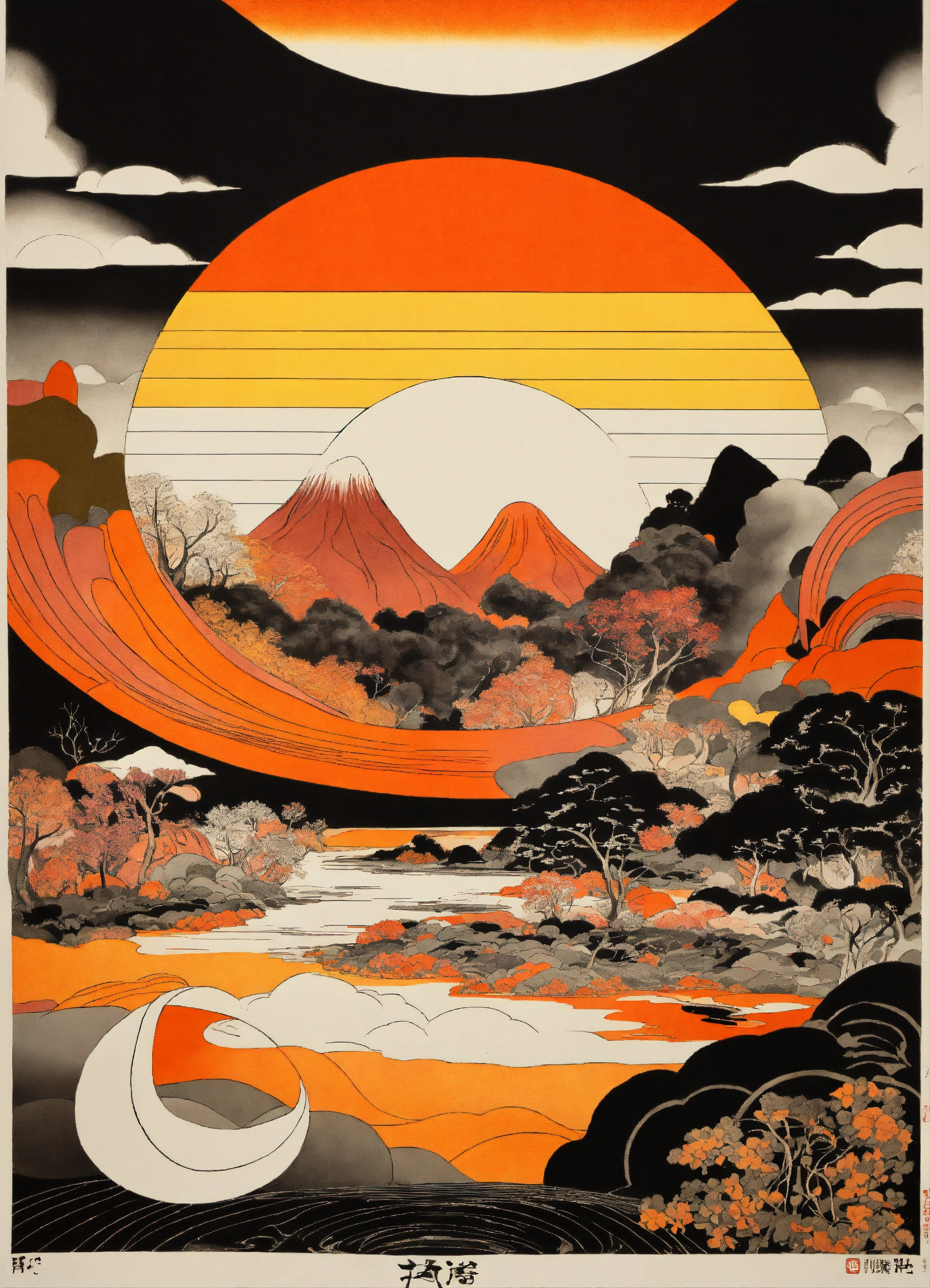 Lexica - Japanese vintage poster, trippy visions, imaginary realm fused ...