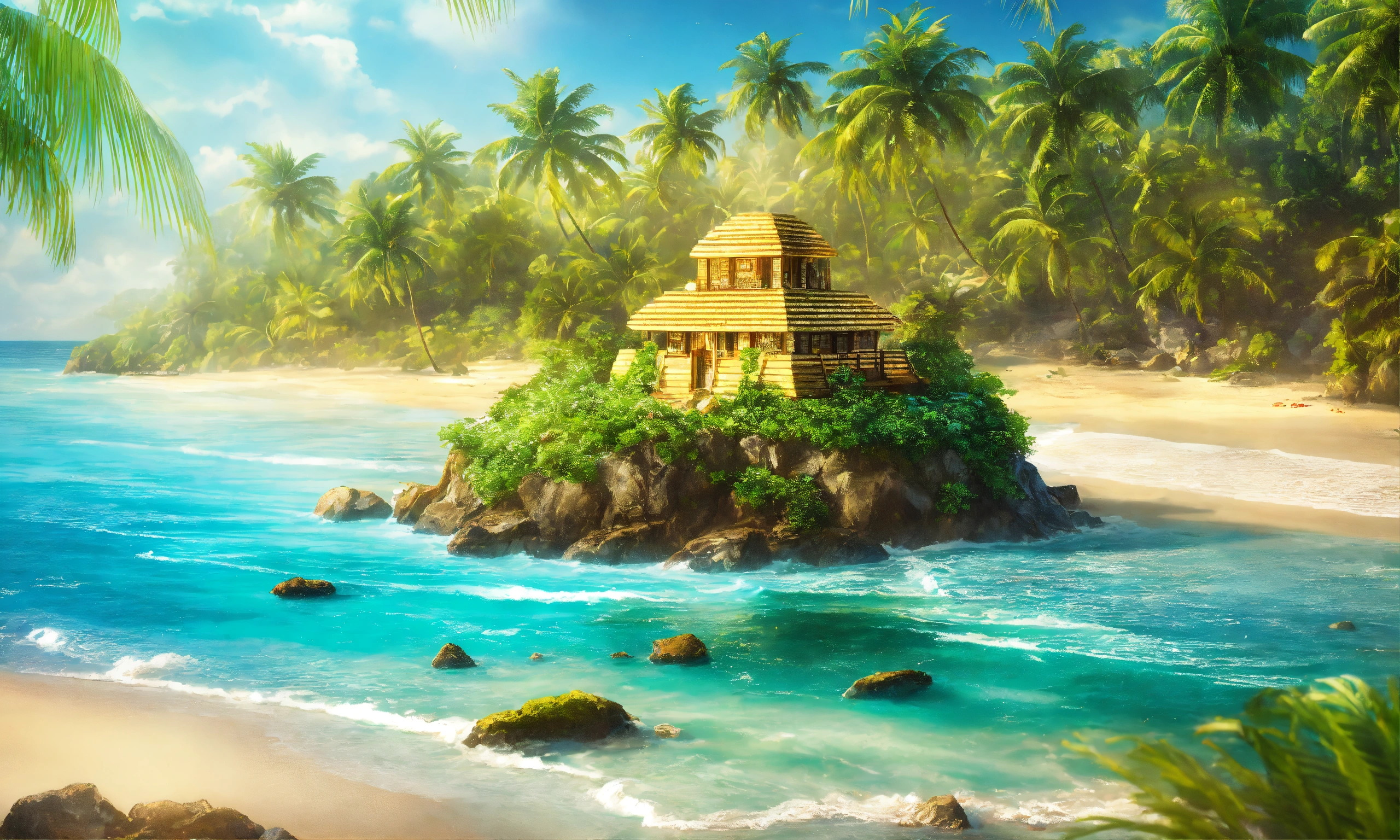 Lexica - Ocean,Treasures, Island , Tropic Beach , waves , green palms ...