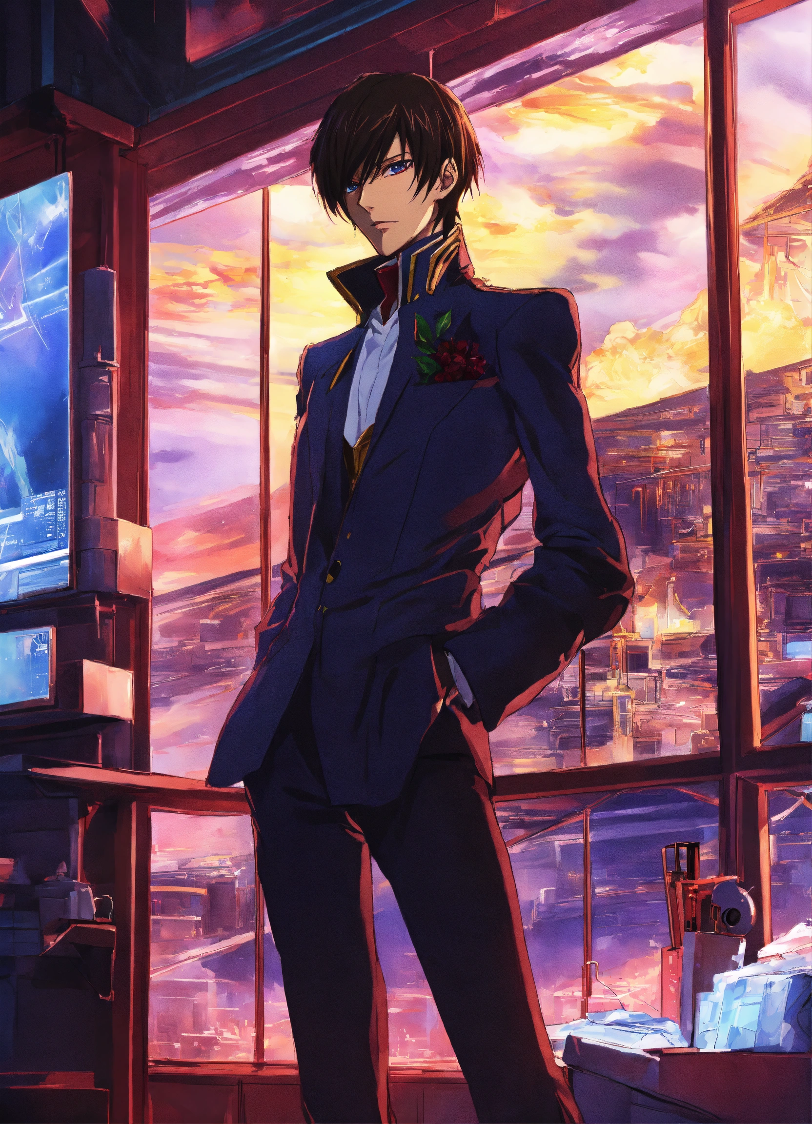 Lexica - Portrait of Lelouch Lamperouge from Neon Genesis Evangelion, inside Central Dogma with ...