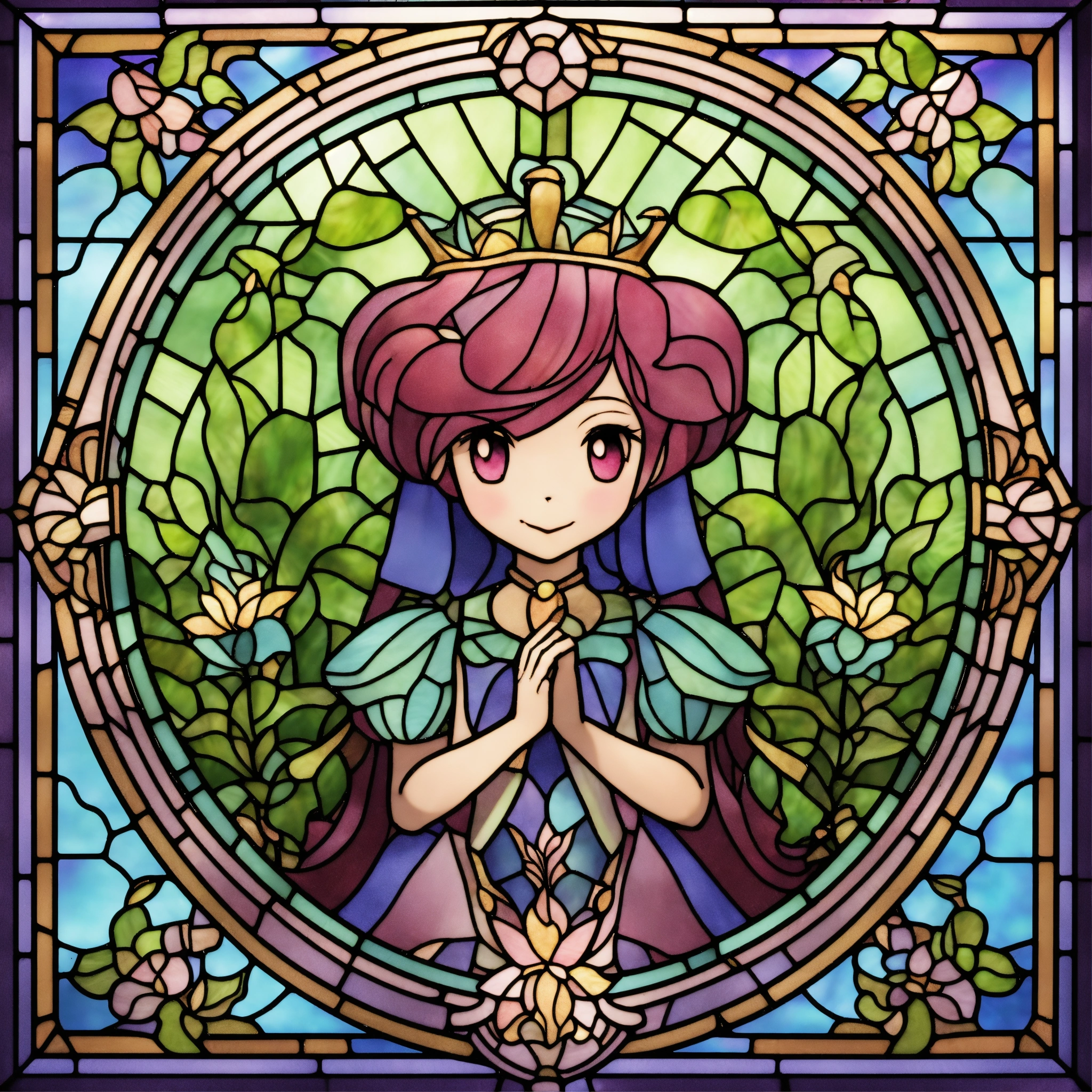 Lexica - The Oddish Pokemon, personified as a human princess, stained ...