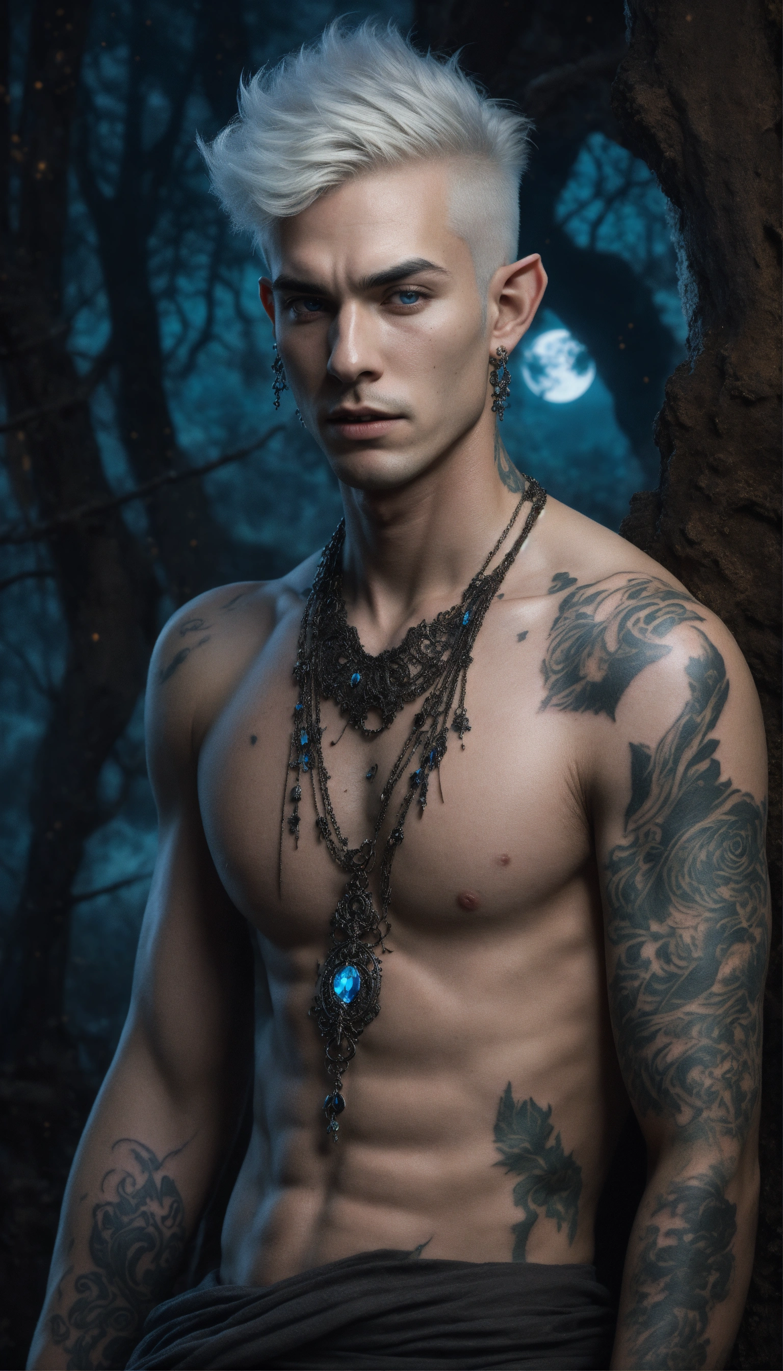 Lexica - Fantasy portrait of a tatooed male elf, sickly thin, gaunt ...