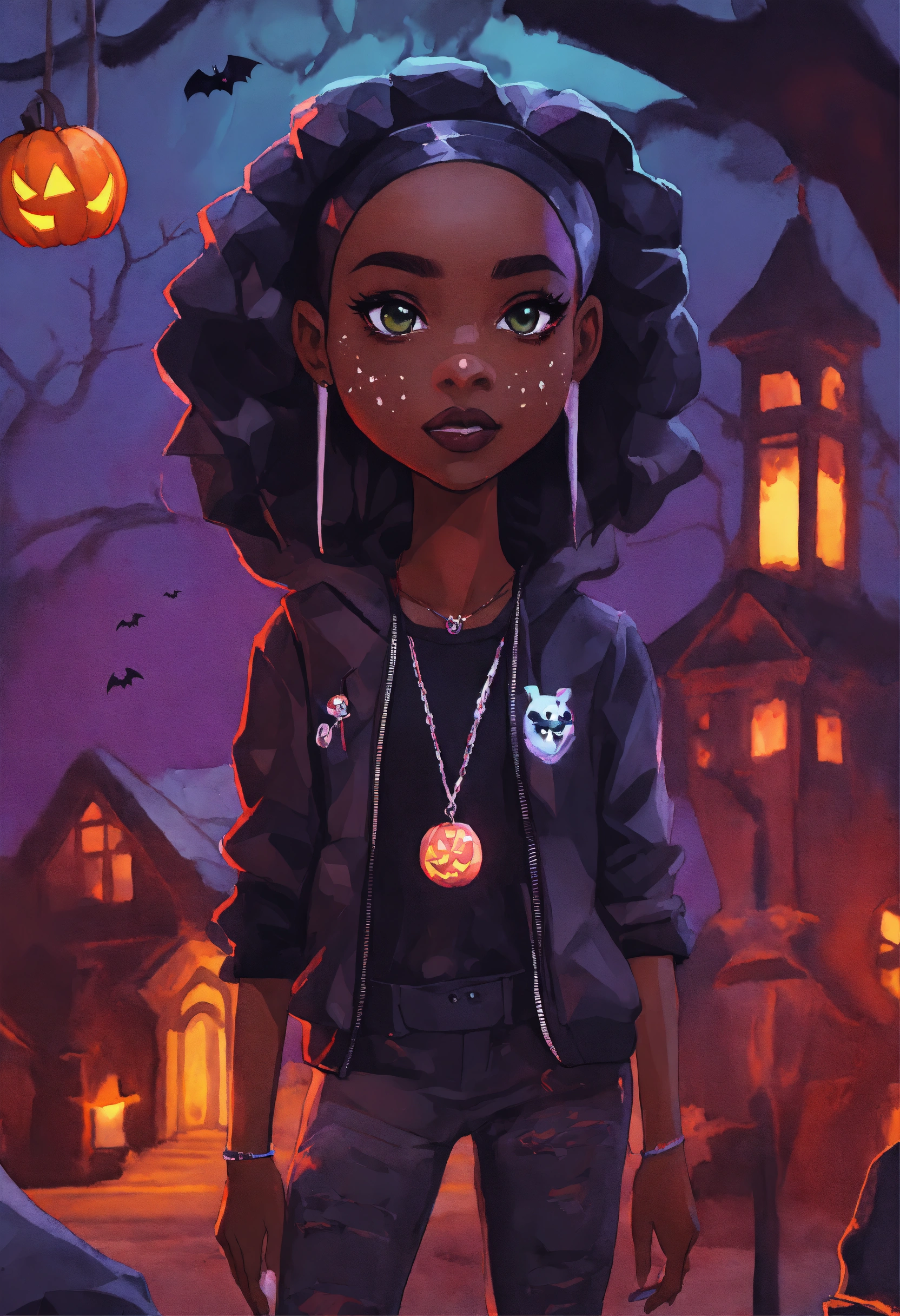 Lexica - CARTOON, ILLUSTRATION, AFRICAN AMERICAN SPOOKY GOTH GIRL ...