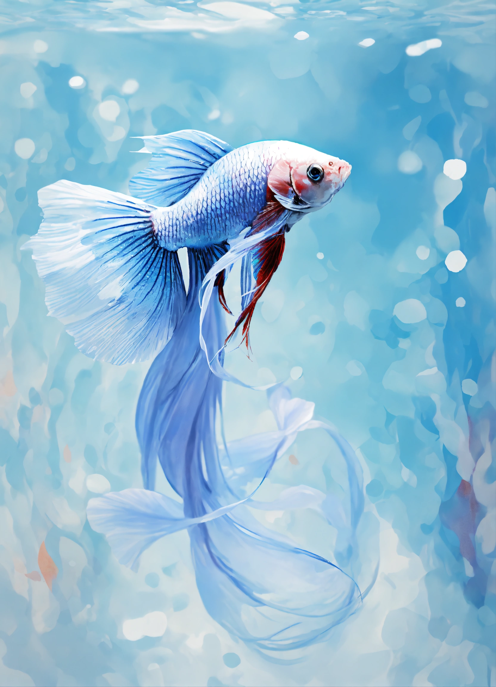 Lexica - 2 siamese fighting fish pale tones abstract impressionistic ...