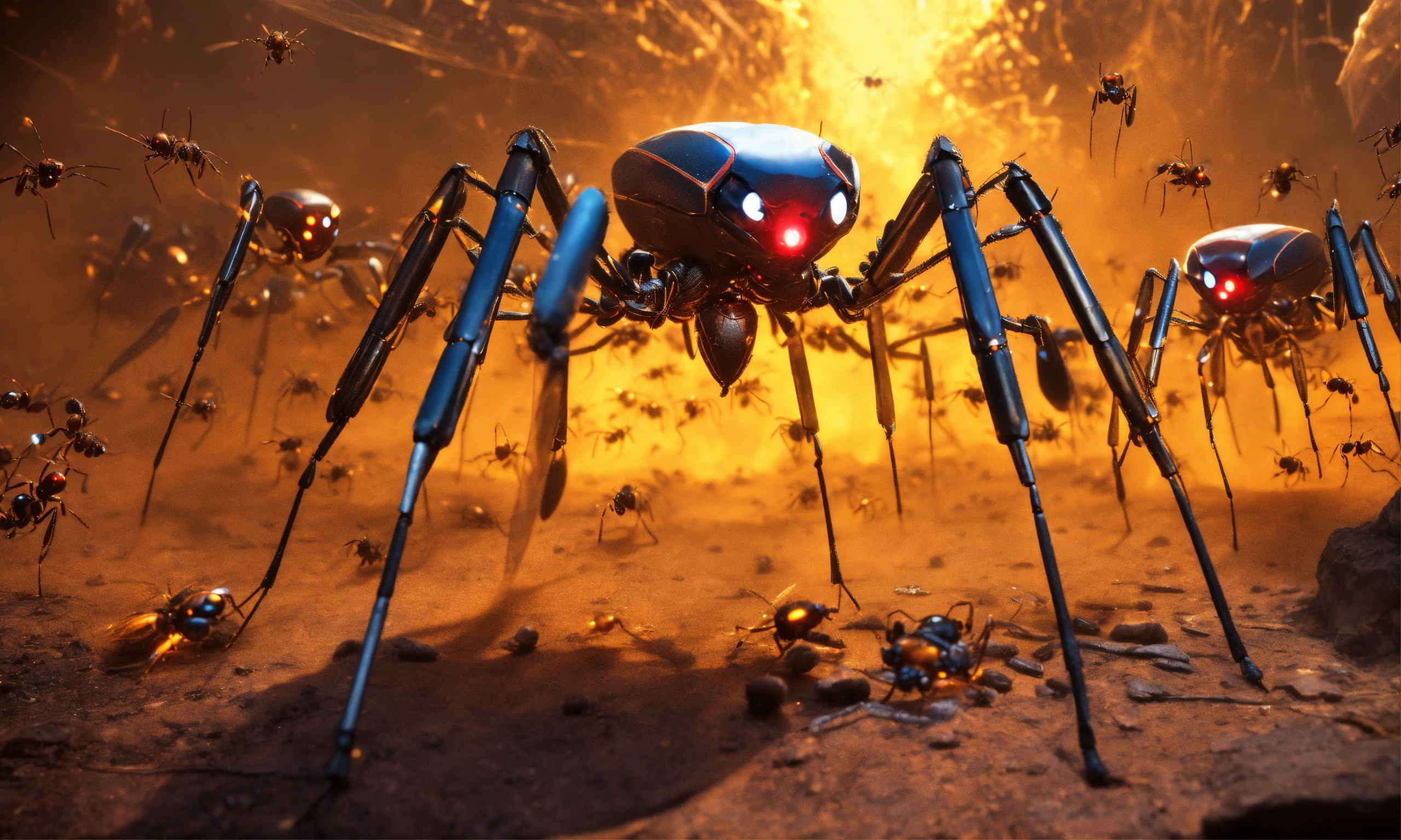Lexica - Swarms of large evil ant faced robots with spider like legs ...