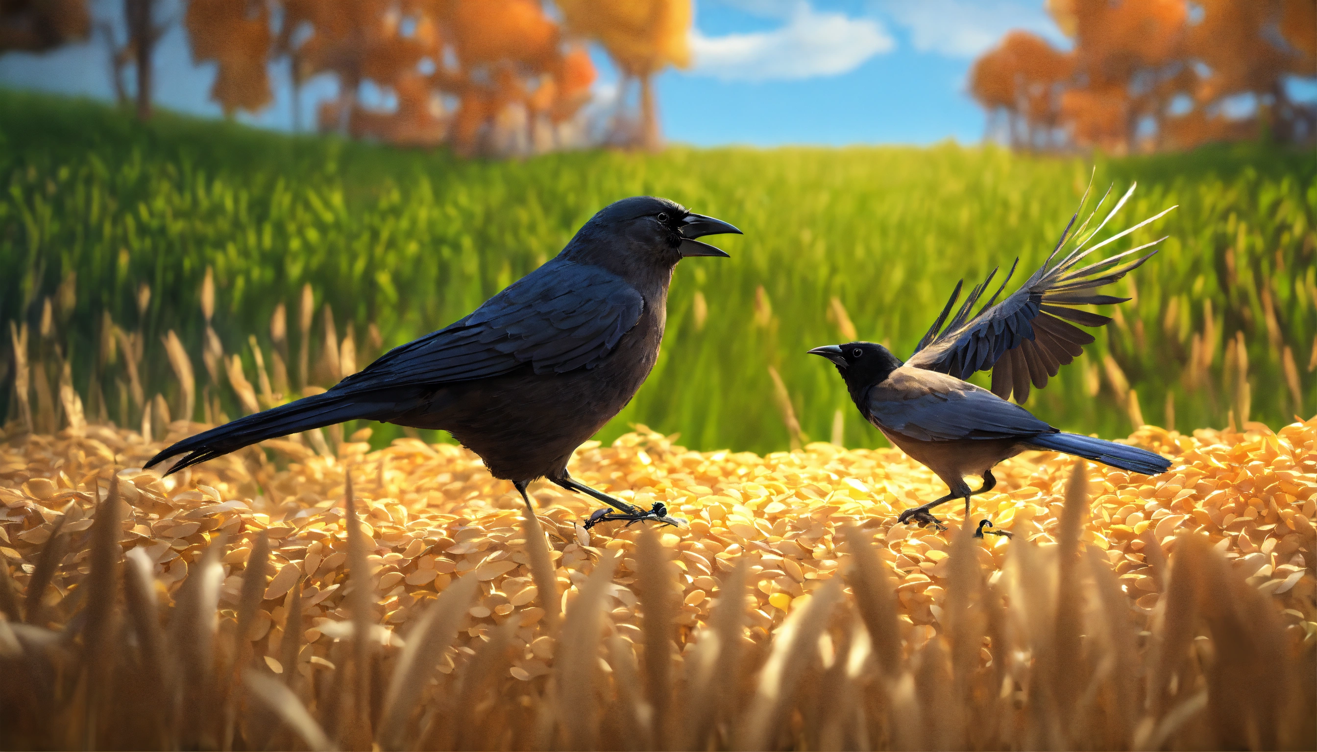 Lexica - "Visualize the sparrow and the crow agreeing to sow grain in a ...