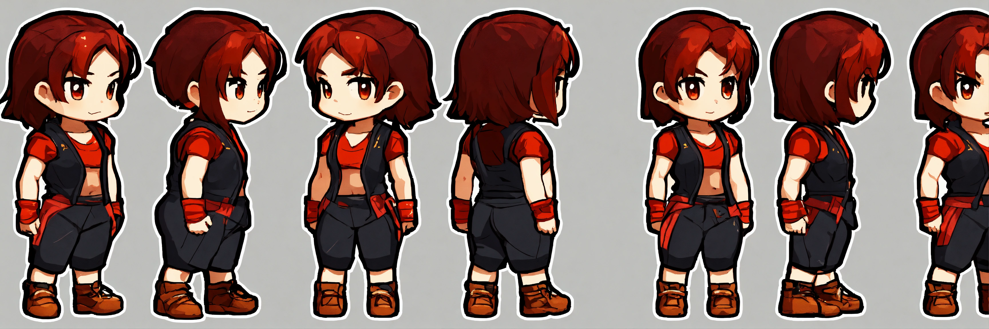 Lexica - Game assets, sprite sheet, girl, short hair, tank top, shorts ...