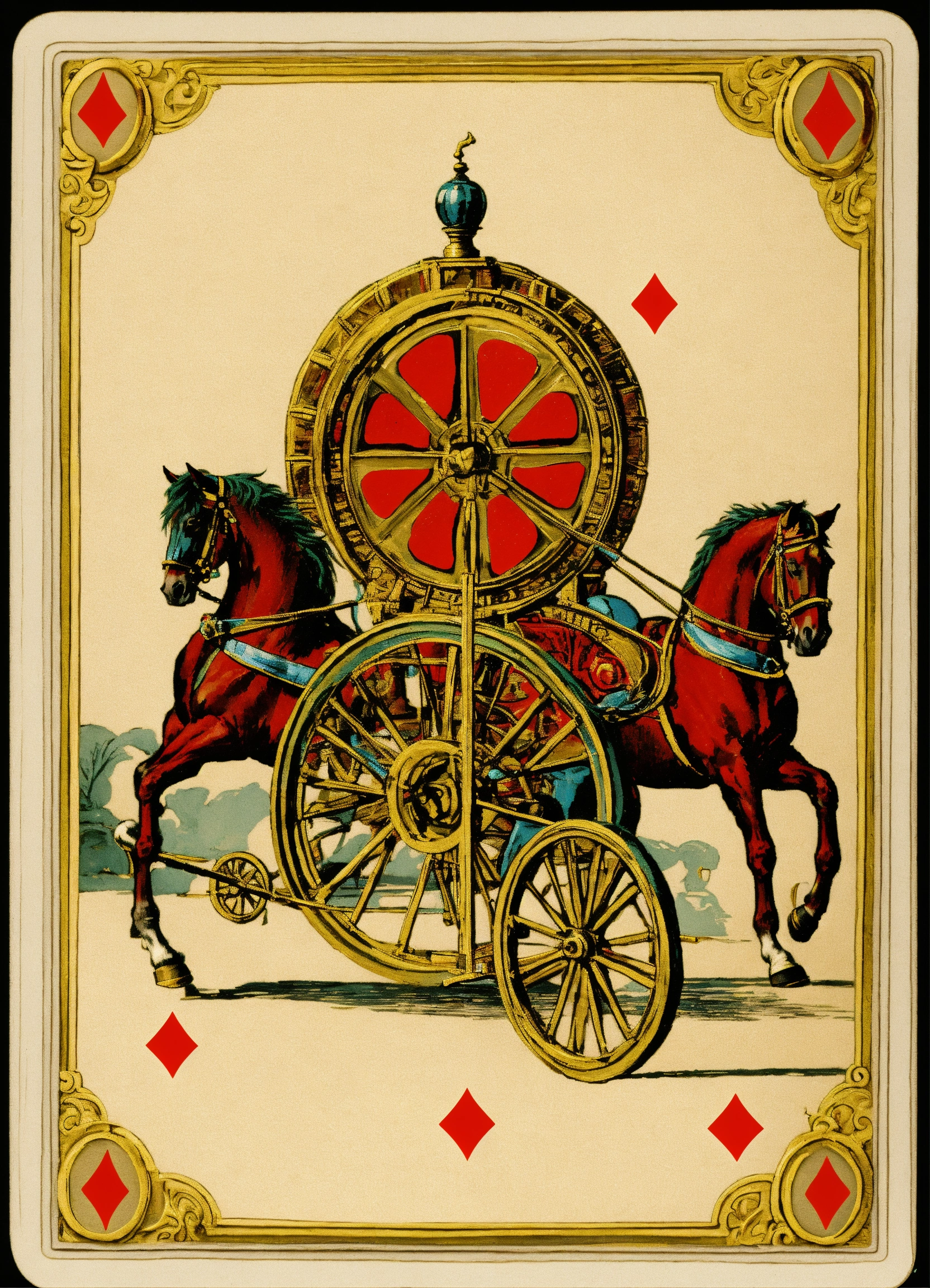 Lexica - Poker card with chariot wheels, 1 chariot wheel in each corner ...
