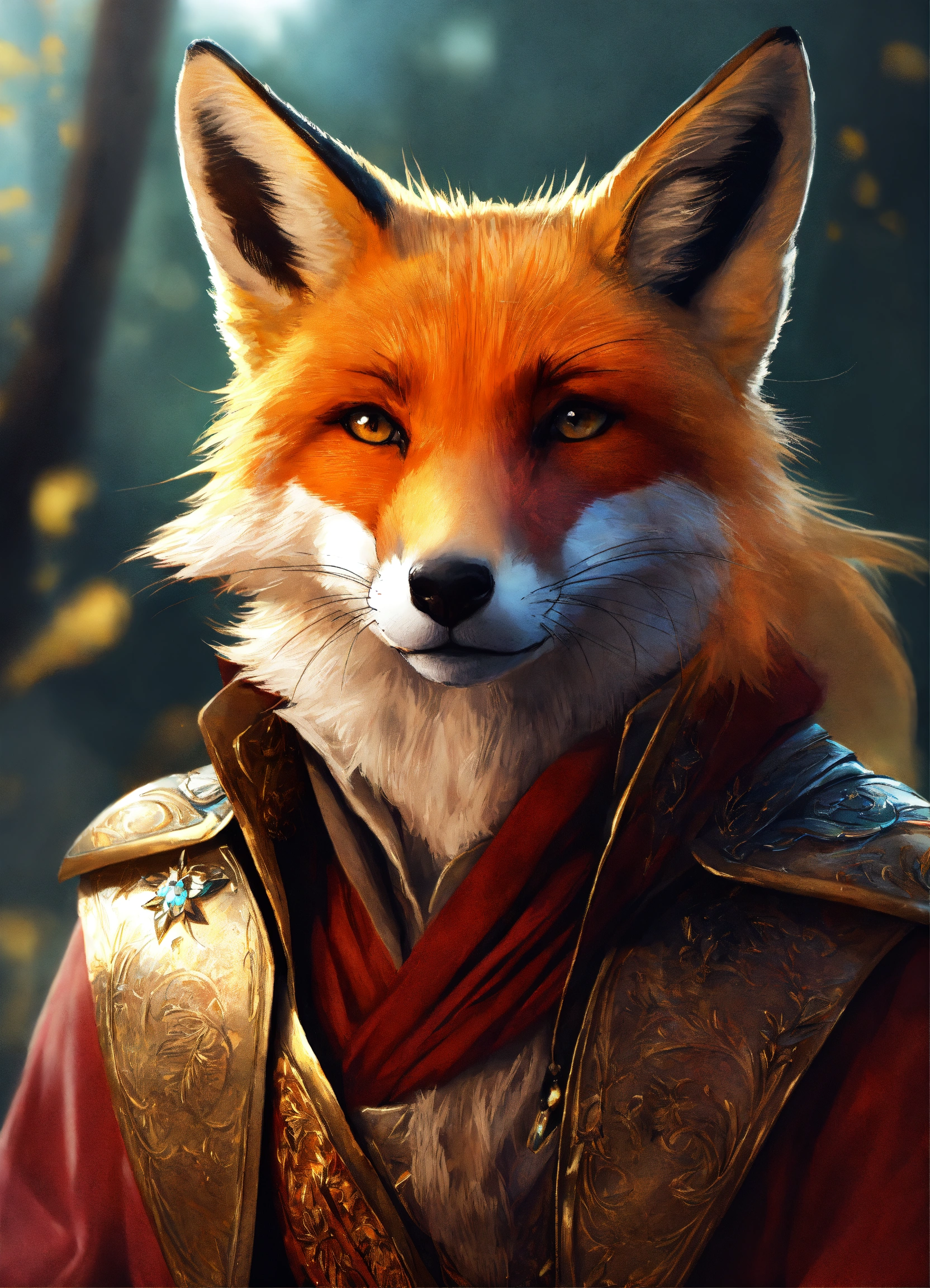 Lexica - Portrait a fox, concept art 4k, by Orion_12. Fox has barding ...