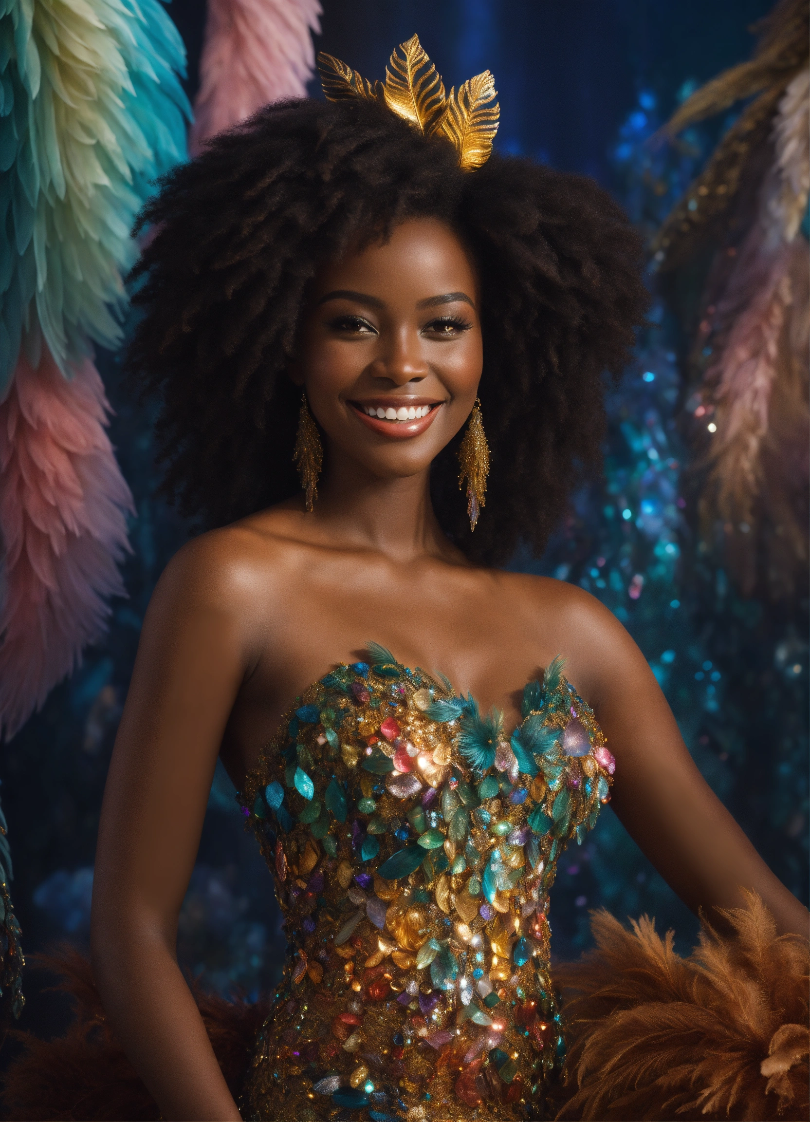 Lexica - Full body African American mermaid goddess, realistic facial ...