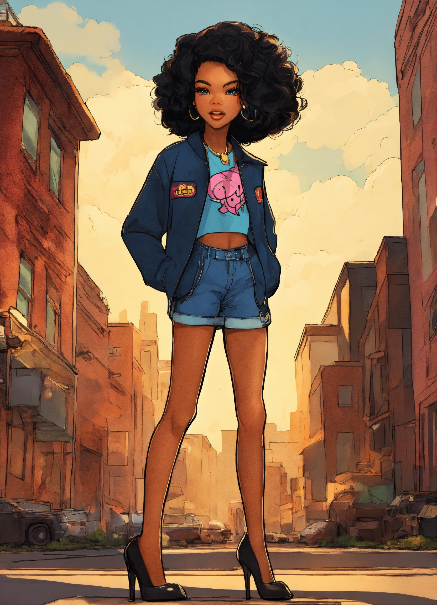 Lexica - Teyana Taylor cartoon character age 10 with short wavy hair ...