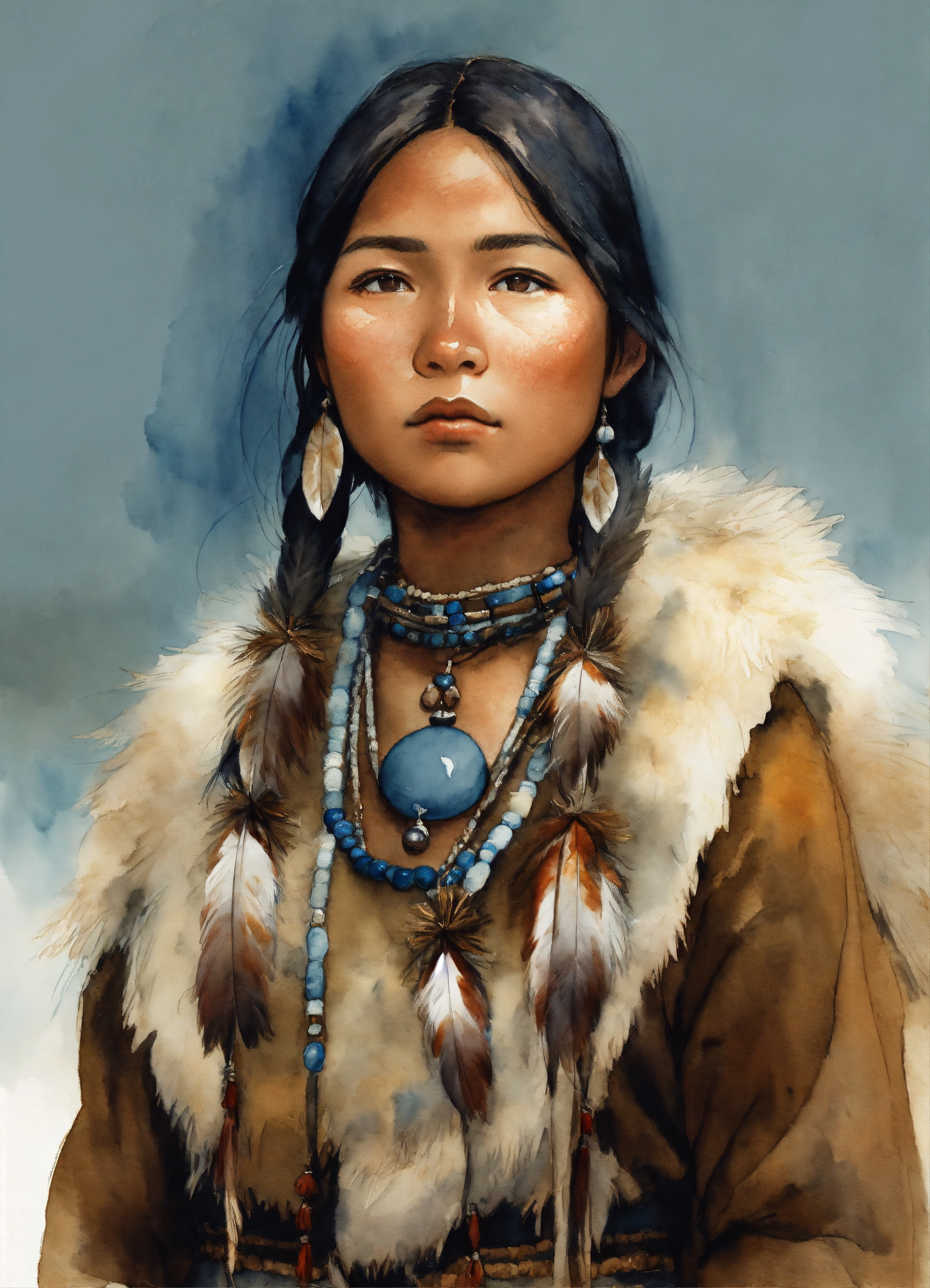 Lexica - Illustration of an inuit woman, young, 18 years old, beautiful ...