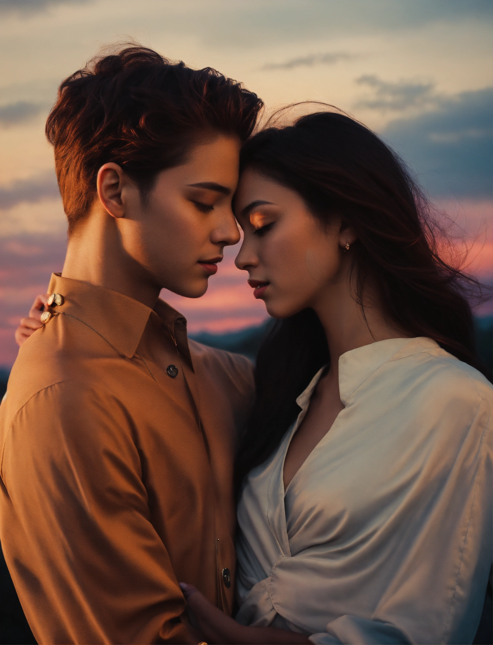 Lexica - Girl, and man lovers, full body, from far away, twilight music ...