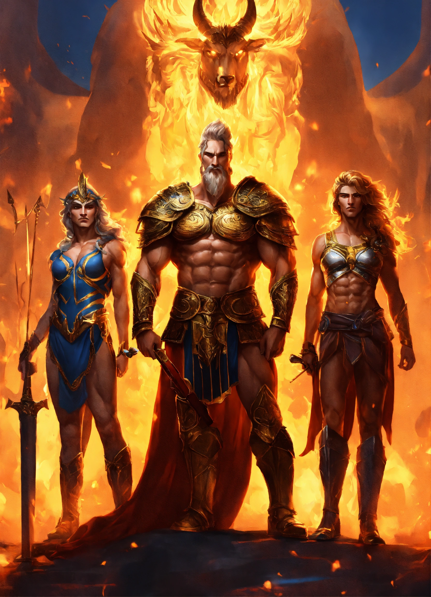 Lexica - Zeus hera and ares standing next to each other, evil vibes ...