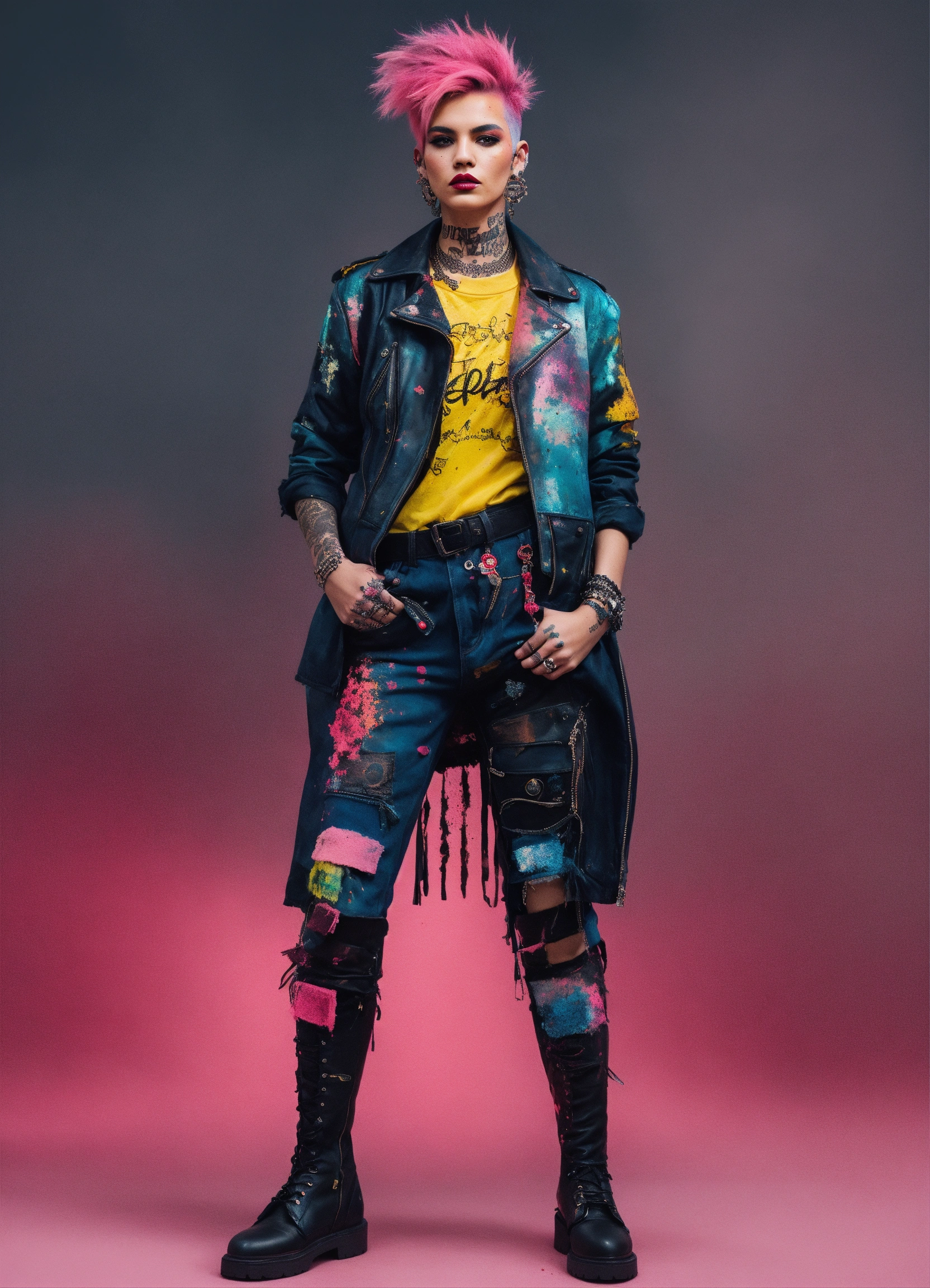 Lexica - A full body portrait of a person with a punk-inspired fashion ...