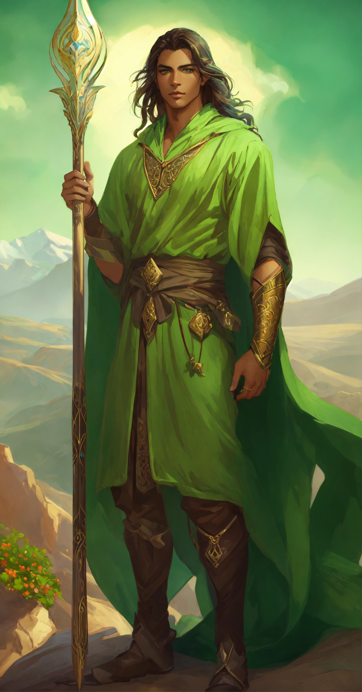 Lexica - Persian Male Elf Wizard with magical staff, high cheekbones ...