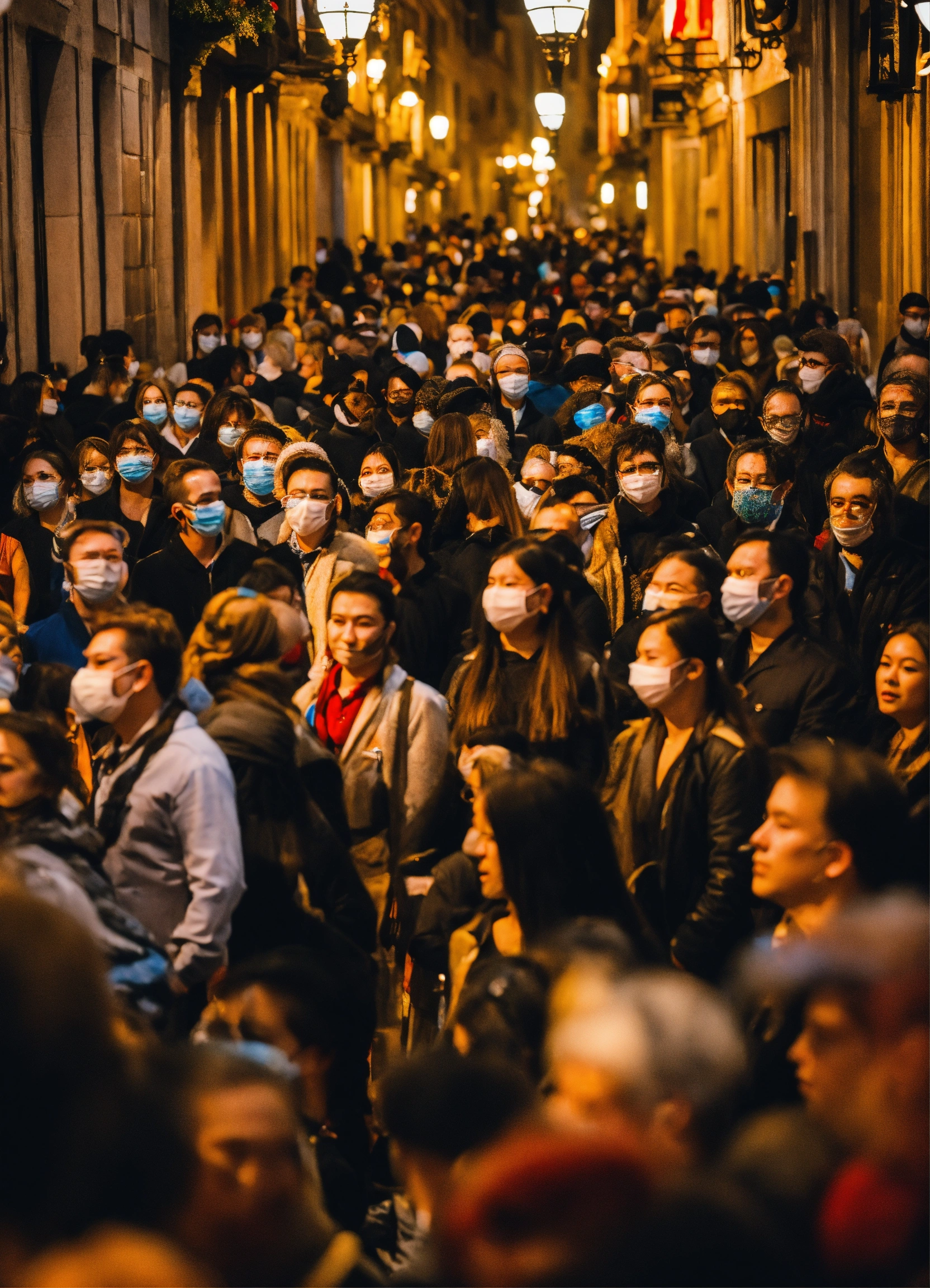 Lexica - Crowd wearing masks mascarade