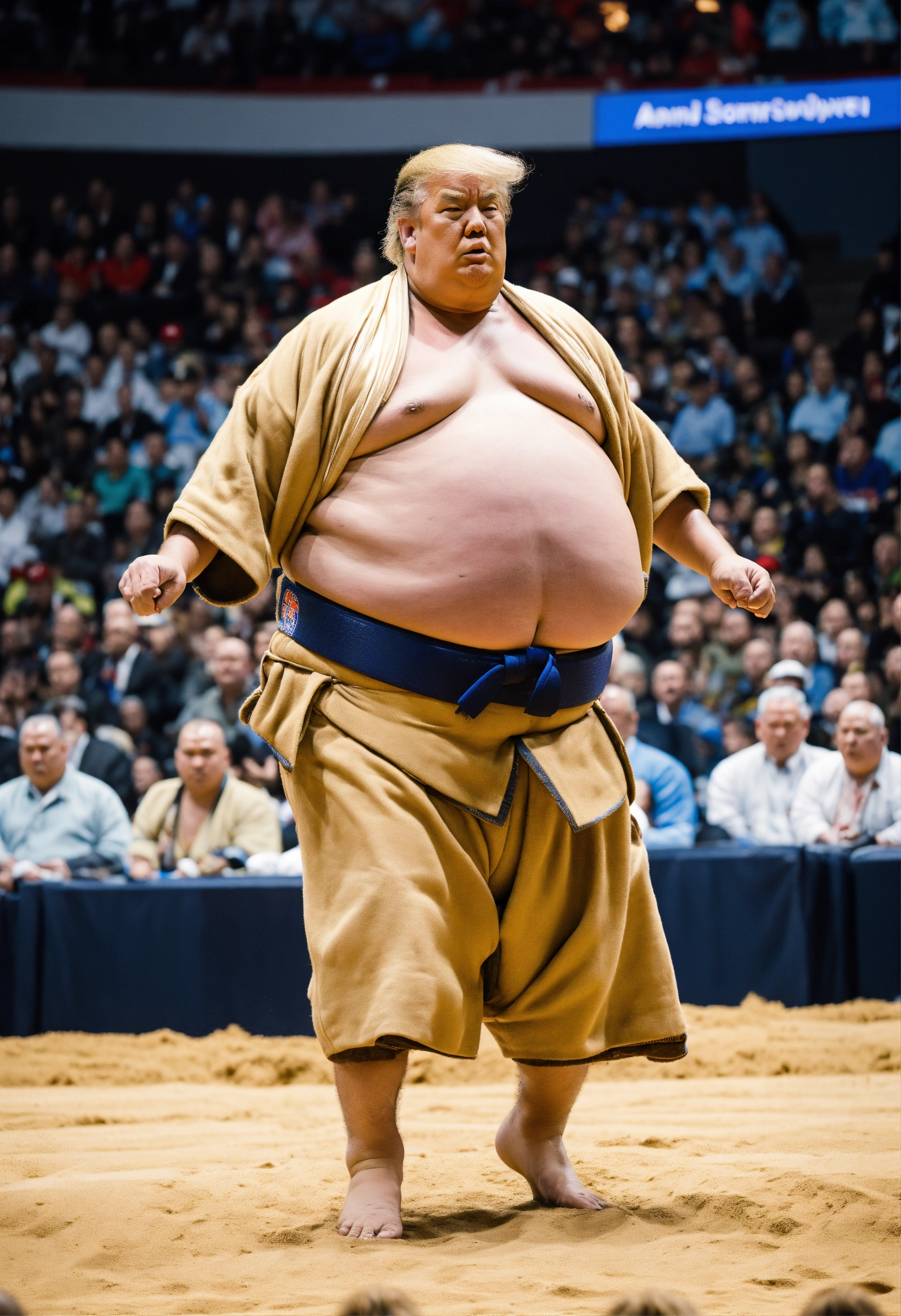 Lexica - Sumo wrestler Donald Trump in the arena, sports action shot ...