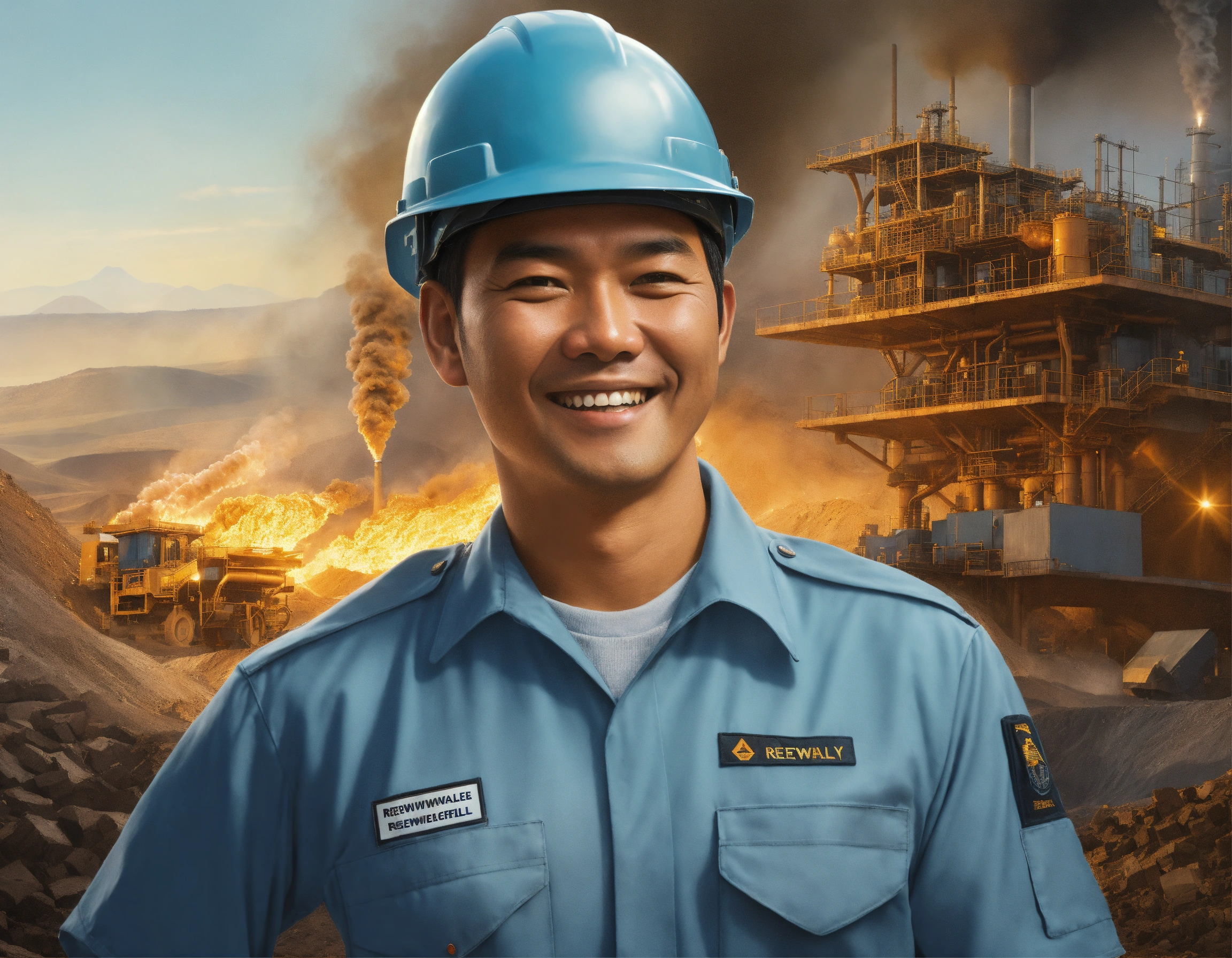 Lexica - Technical officer wearing light blue engineering uniform ...