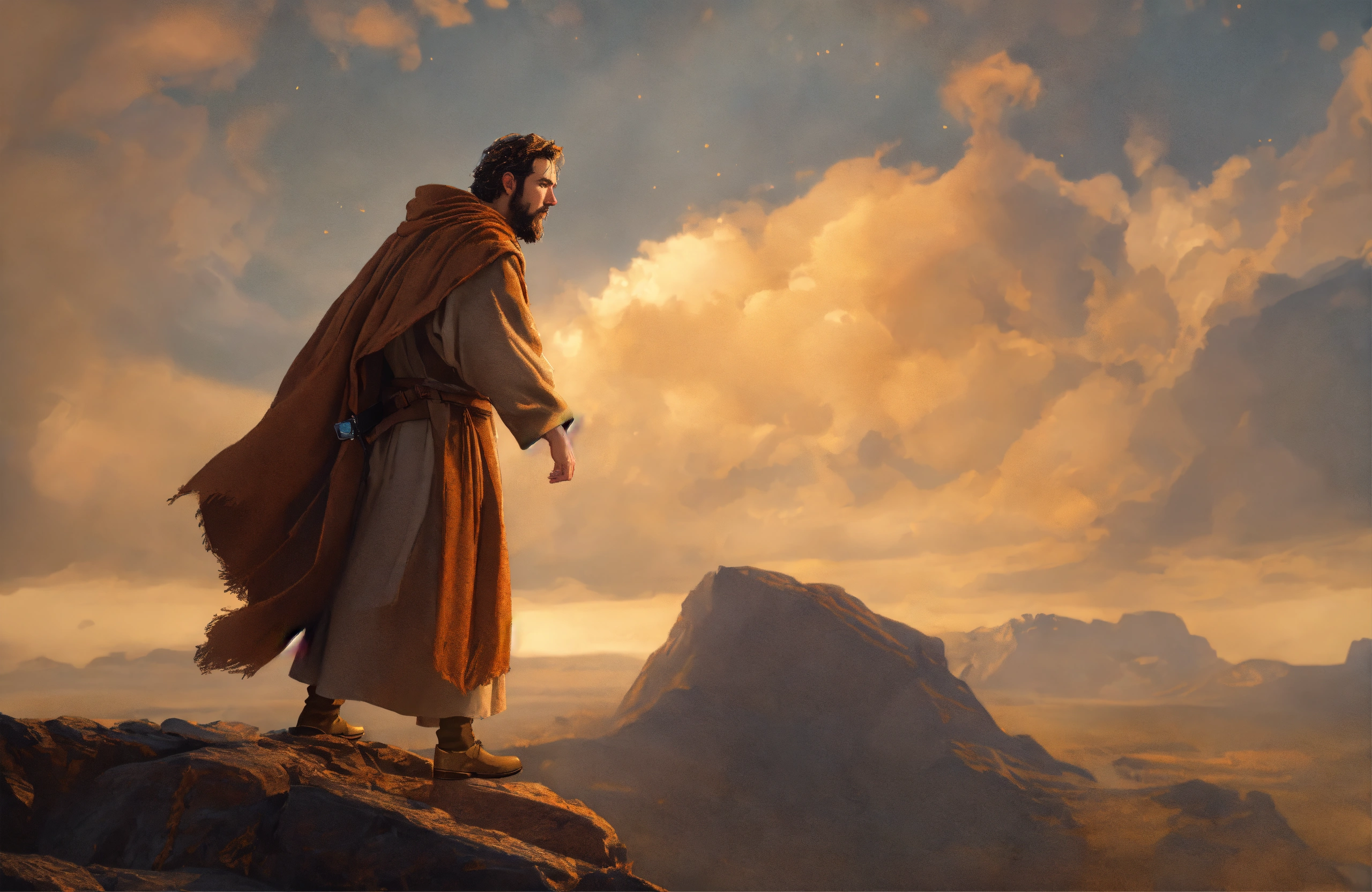 Lexica - Painting Peter a Disciple, with brown robe, looking at camera ...