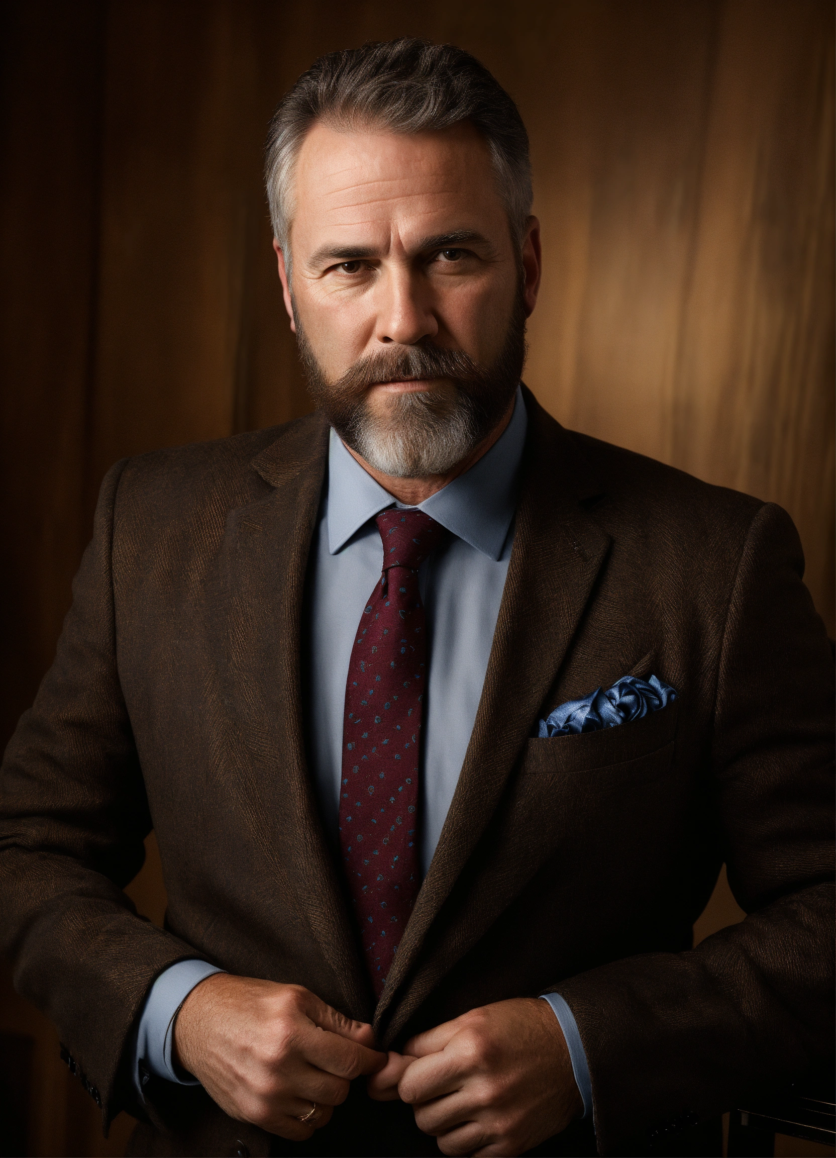 Lexica - Portrait of a middle aged business man, with beard, handsome ...
