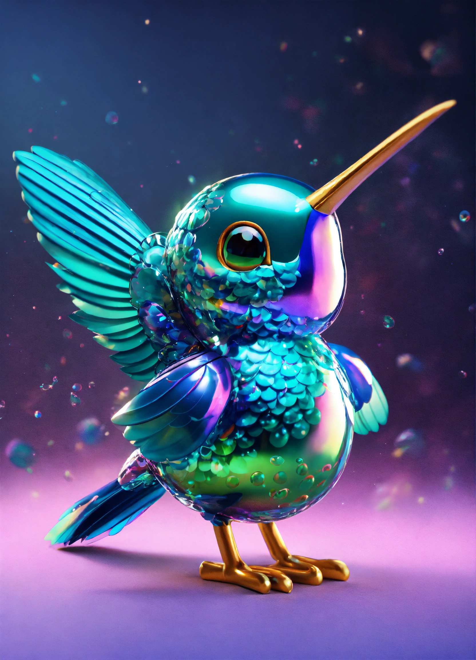 Lexica - Cute 3D bubble hummingbird character, in pearly deep blue ...