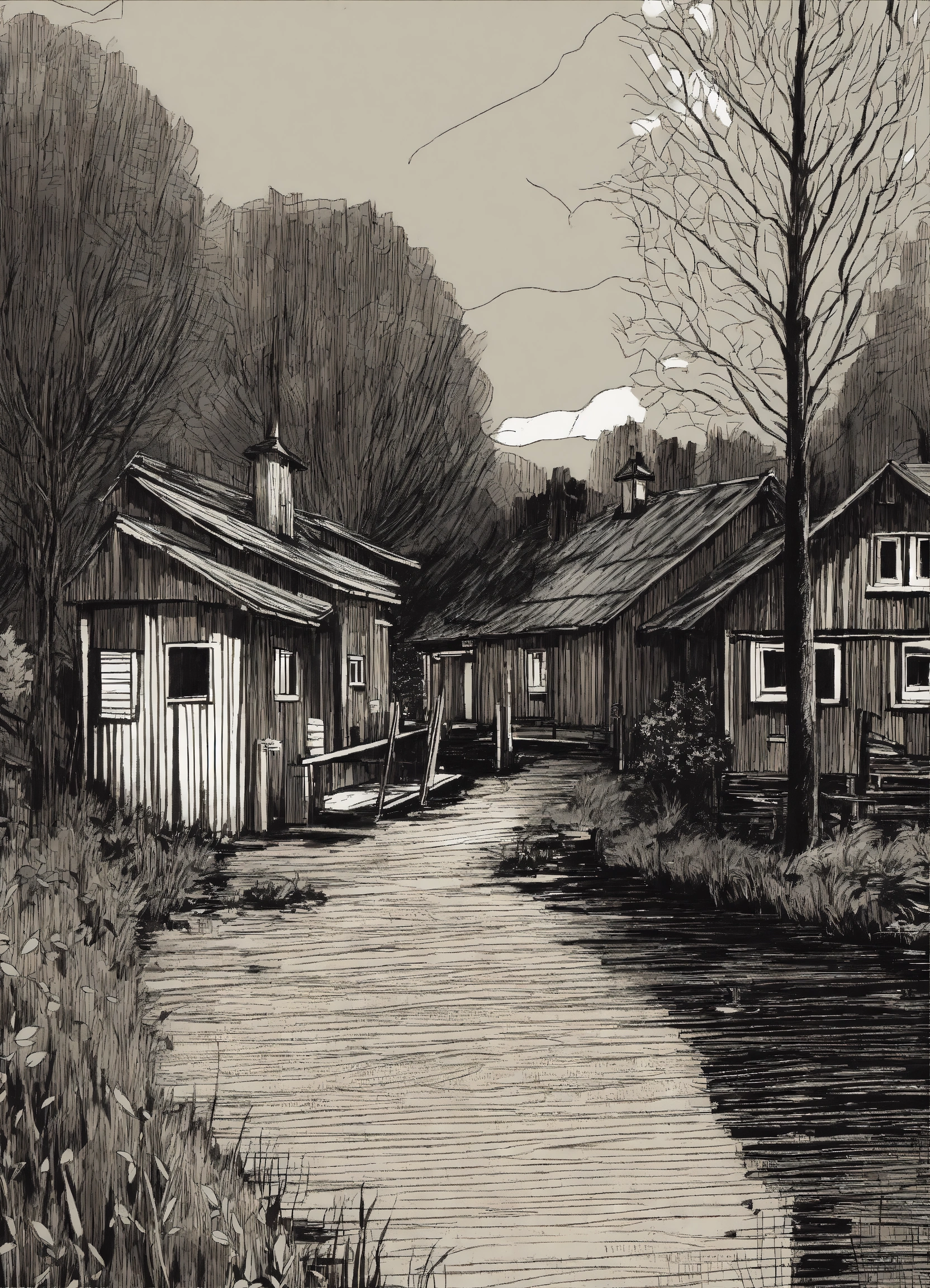 Lexica - Scratchy pen strokes, blind outline, beautiful spreewald ...