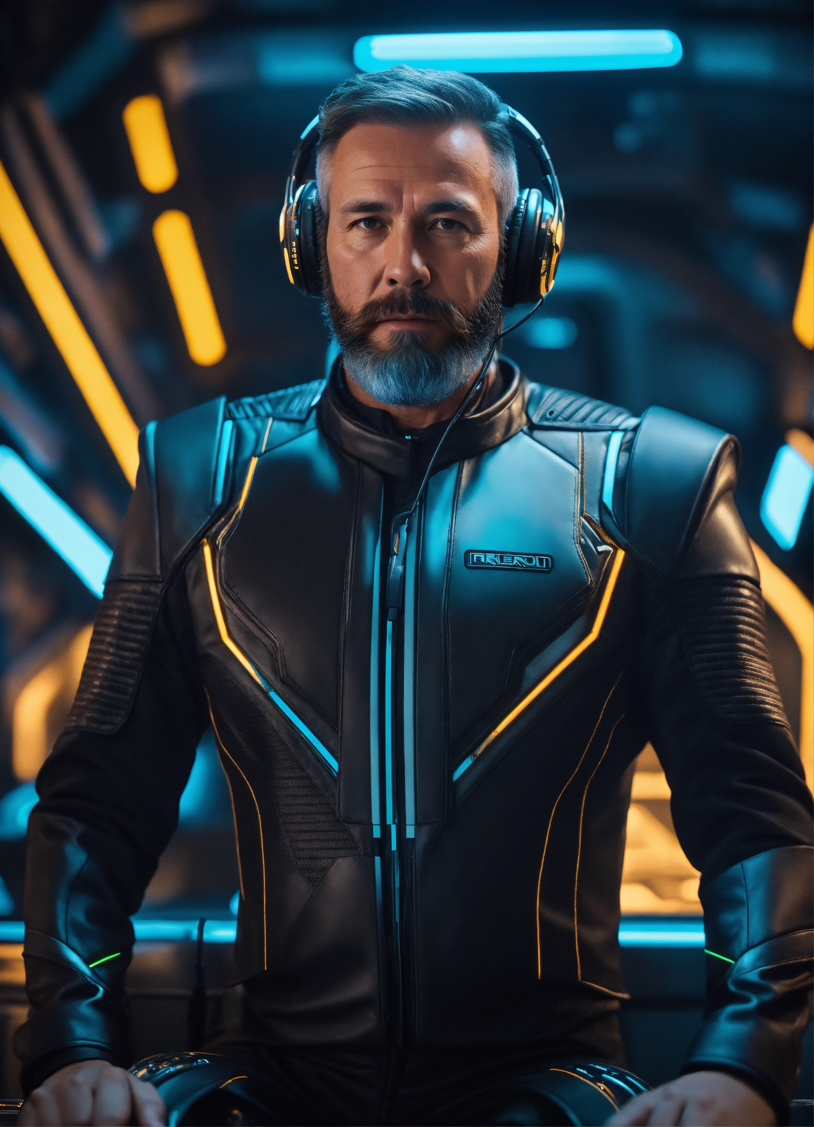 Lexica - 50 year old masculine star commander with trim beard is ...