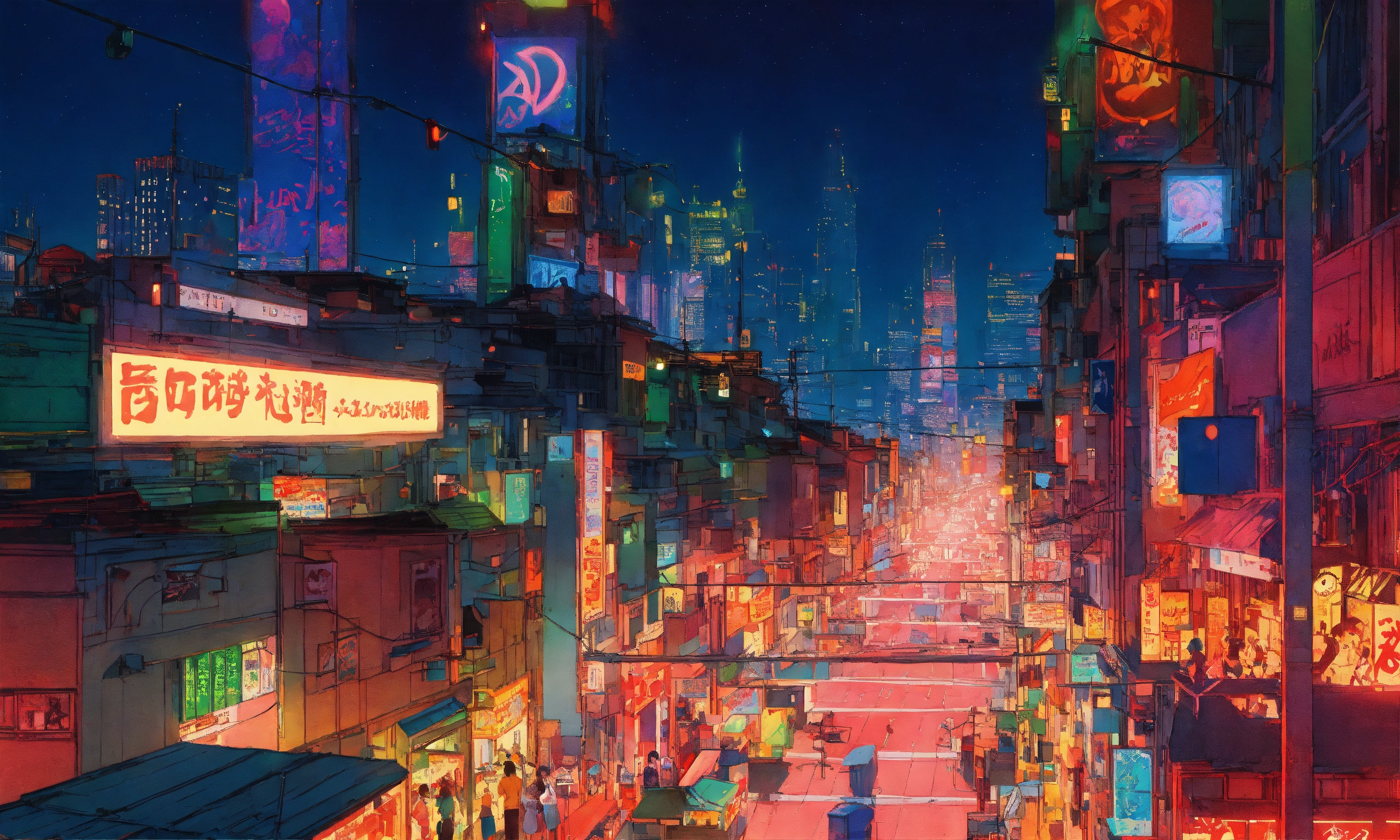 Lexica - Cel anime, beautiful, city pop, very beautiful neon night view ...