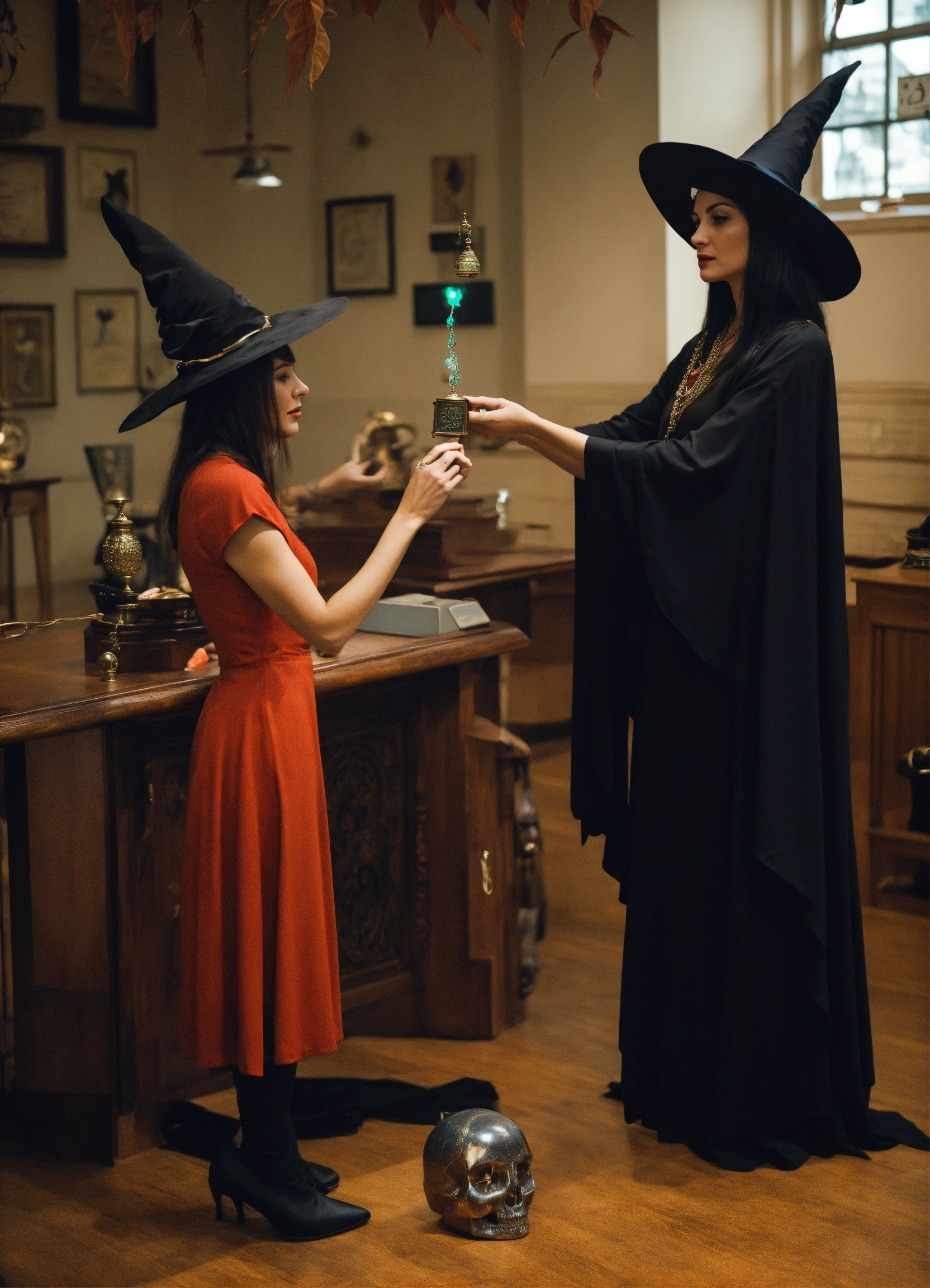 Lexica - Witch casting a hypnosis spell on a bank teller