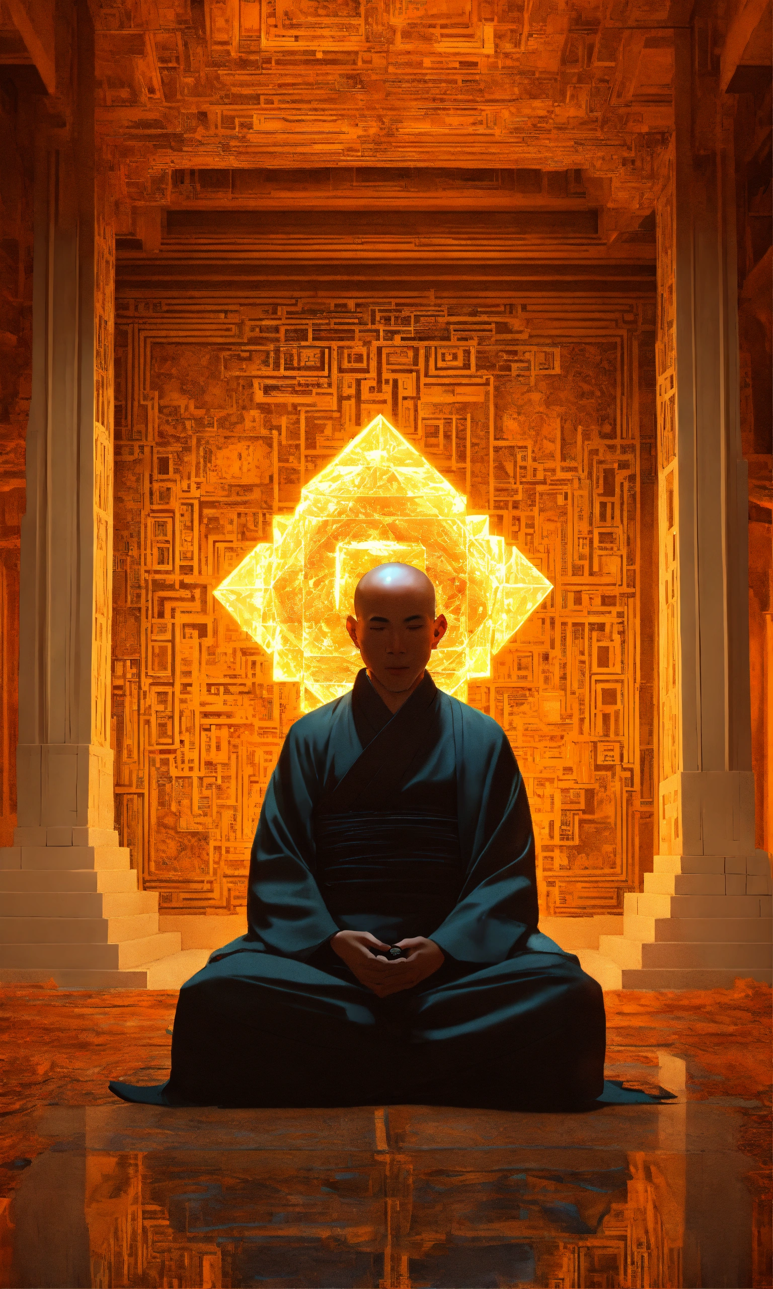 Lexica - Sitting Taoist monk tesseract body fractal three point ...