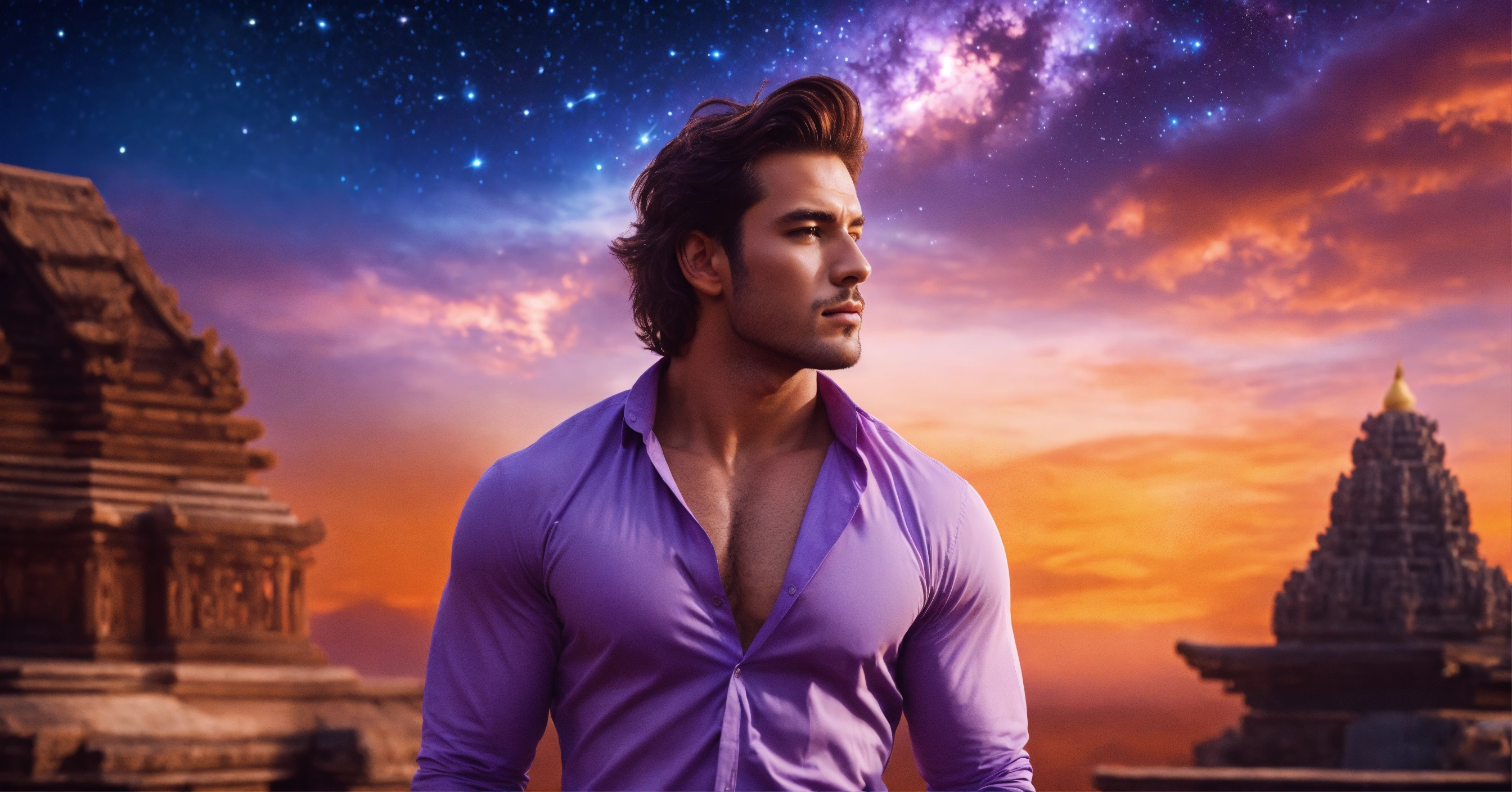 Lexica - Gorgeous well built guy, open shirt, upper torso view, looking ...