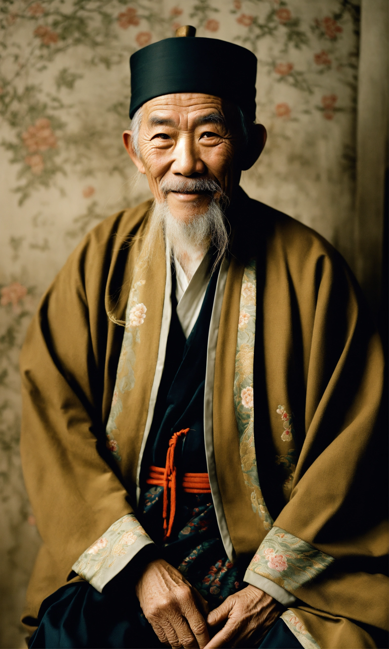 Lexica - Portrait of an old Chinese man, looking directly into camera ...