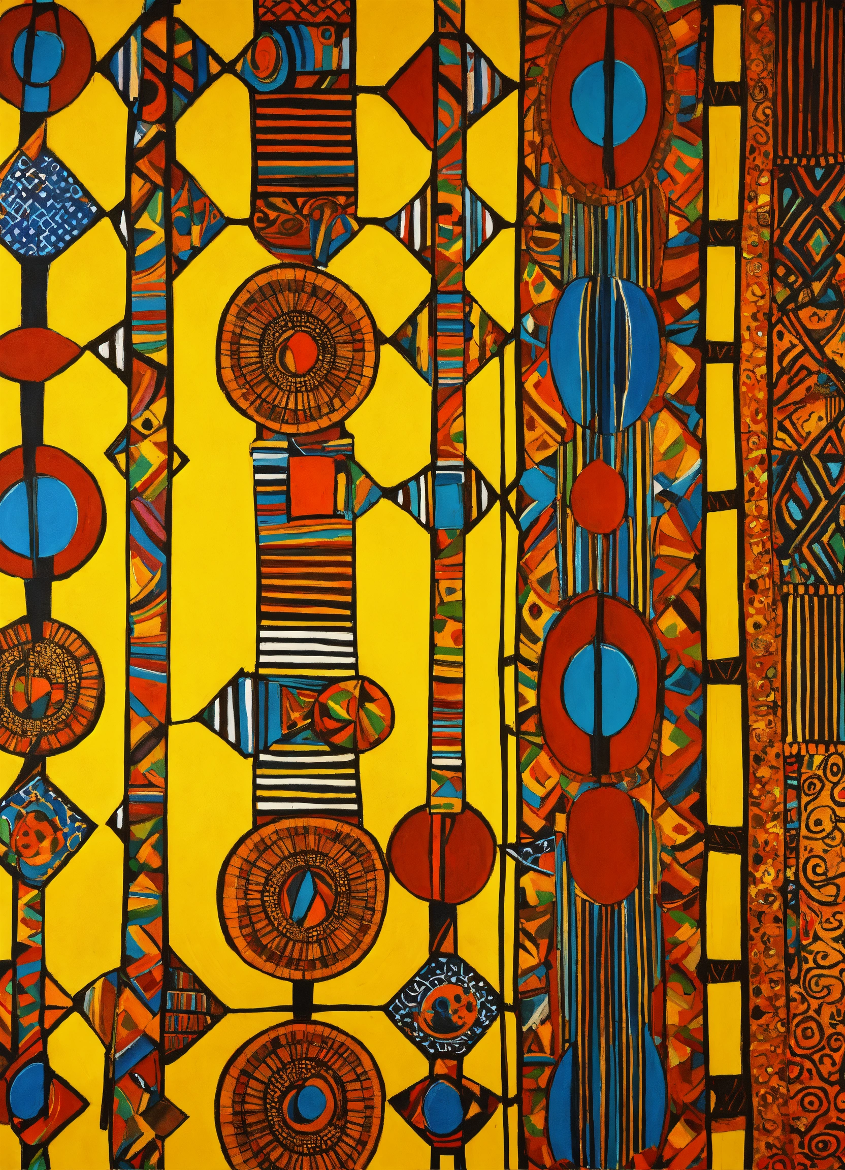 Lexica - Traditional African style abstract fine art painting with ...