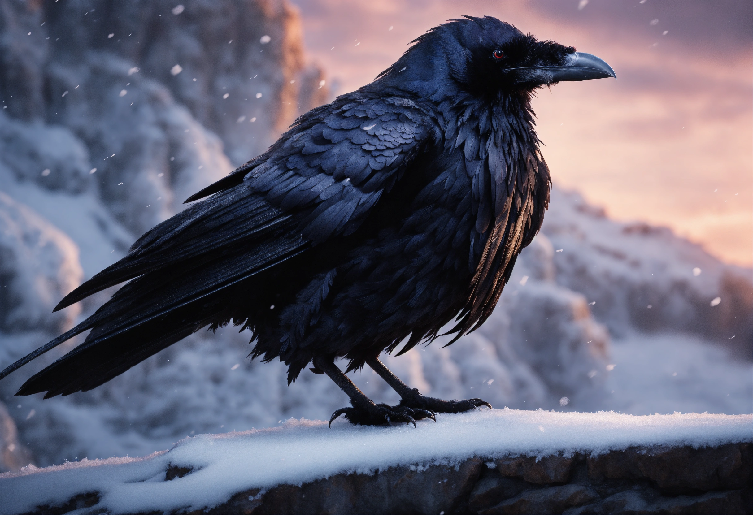 Lexica - Raven samurai with arms. Frozen tundra. Hyper realistic.